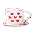 ACDANC Ceramic Heart Pattern Coffee Cup and Saucer Set with Unique ...