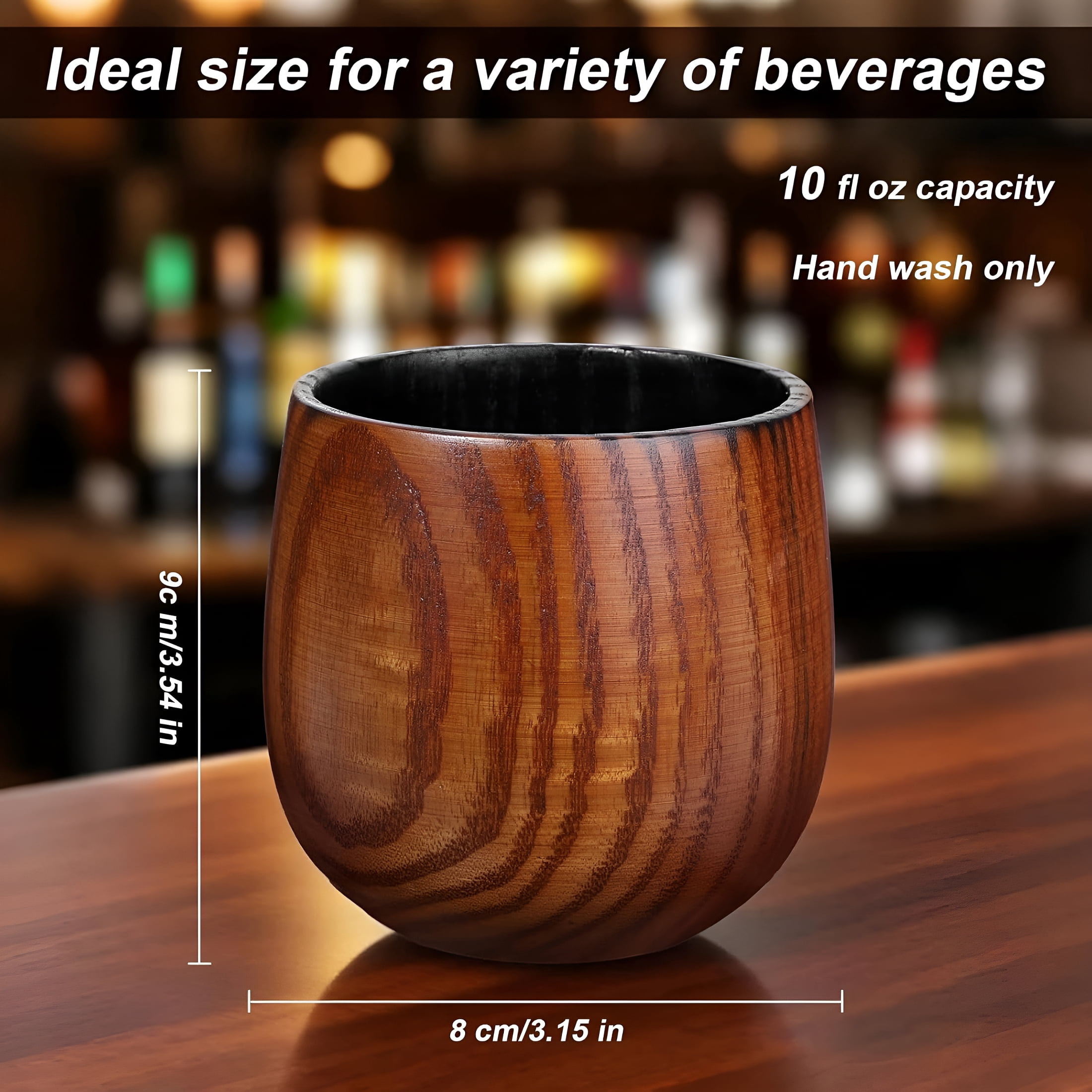 ACDANC Charred Wooden Whiskey Glass,Handcrafted Wooden Bourbon Drinking ...