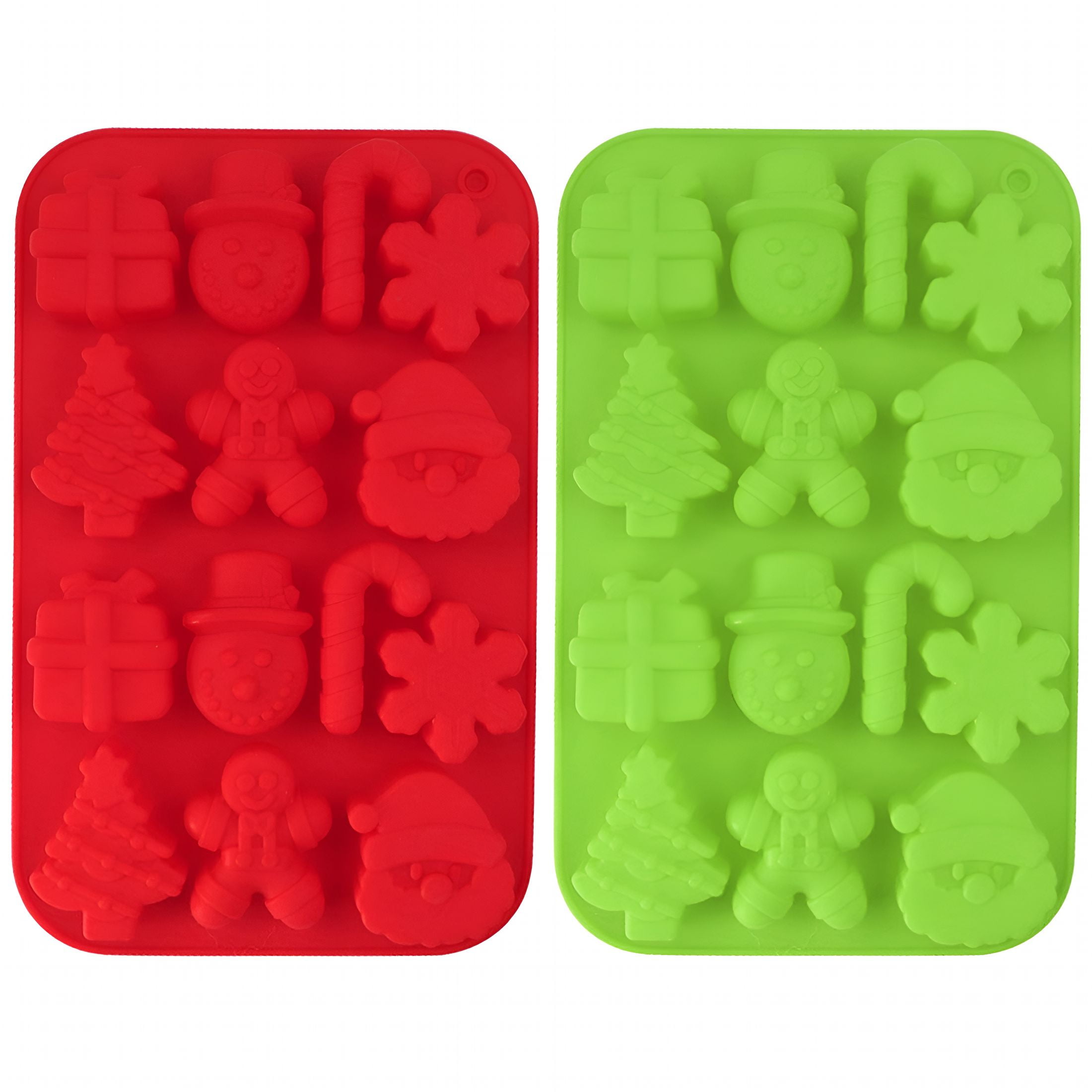 ACDANC Christmas Silicone Mold 14 Cavities Santa Snowman Tree Cane Gift ...