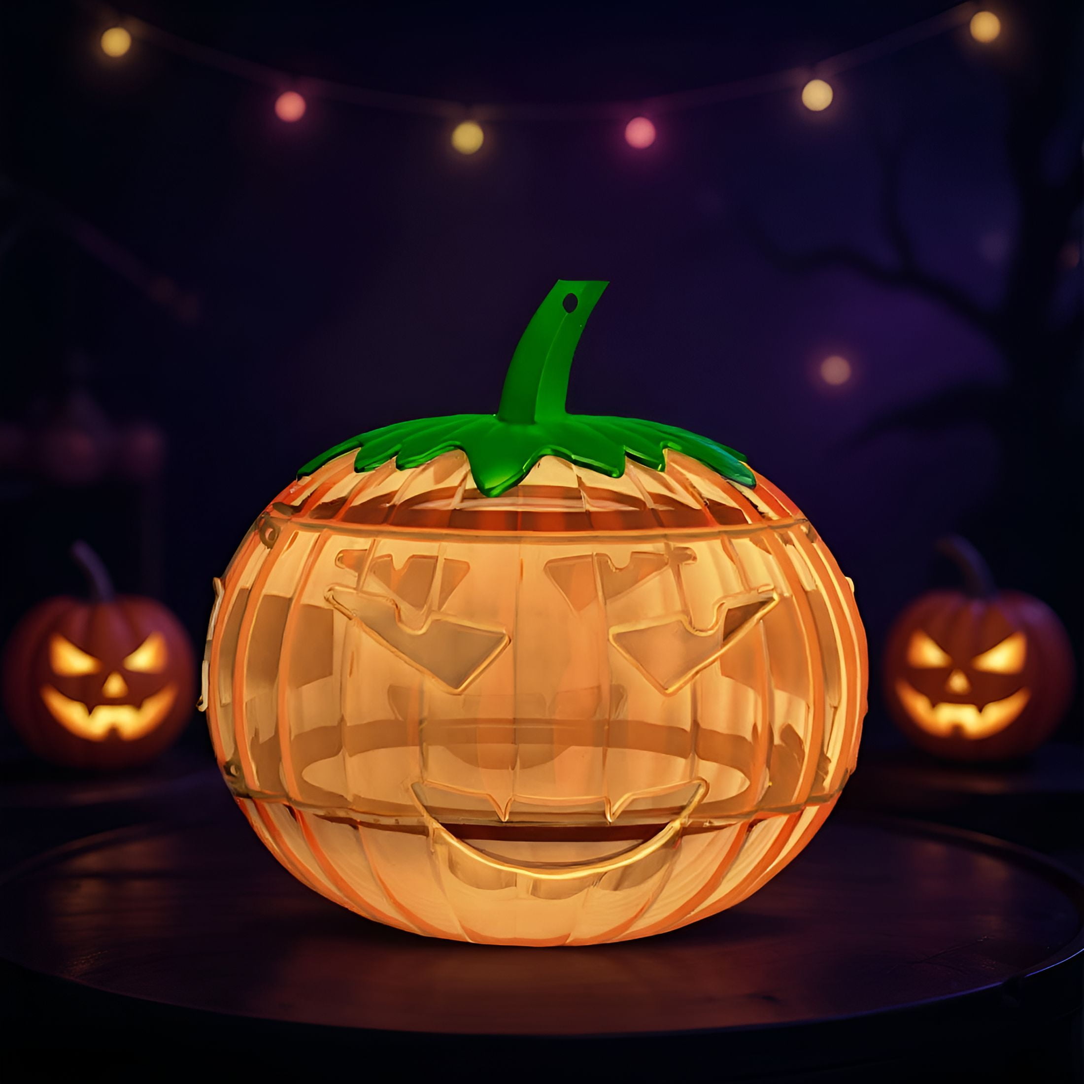 ACDANC Clear Pumpkin Jars,Plastic Container Candy Jar with Lid,Hanging ...