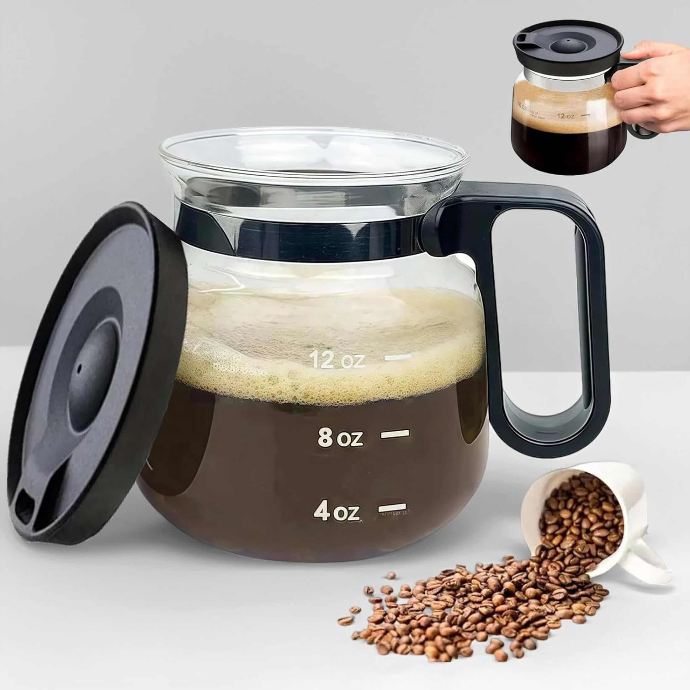 ACDANC Coffee Pot Mug,16Oz Glass Novelty Coffee Cup with Leak-Proof Lid ...