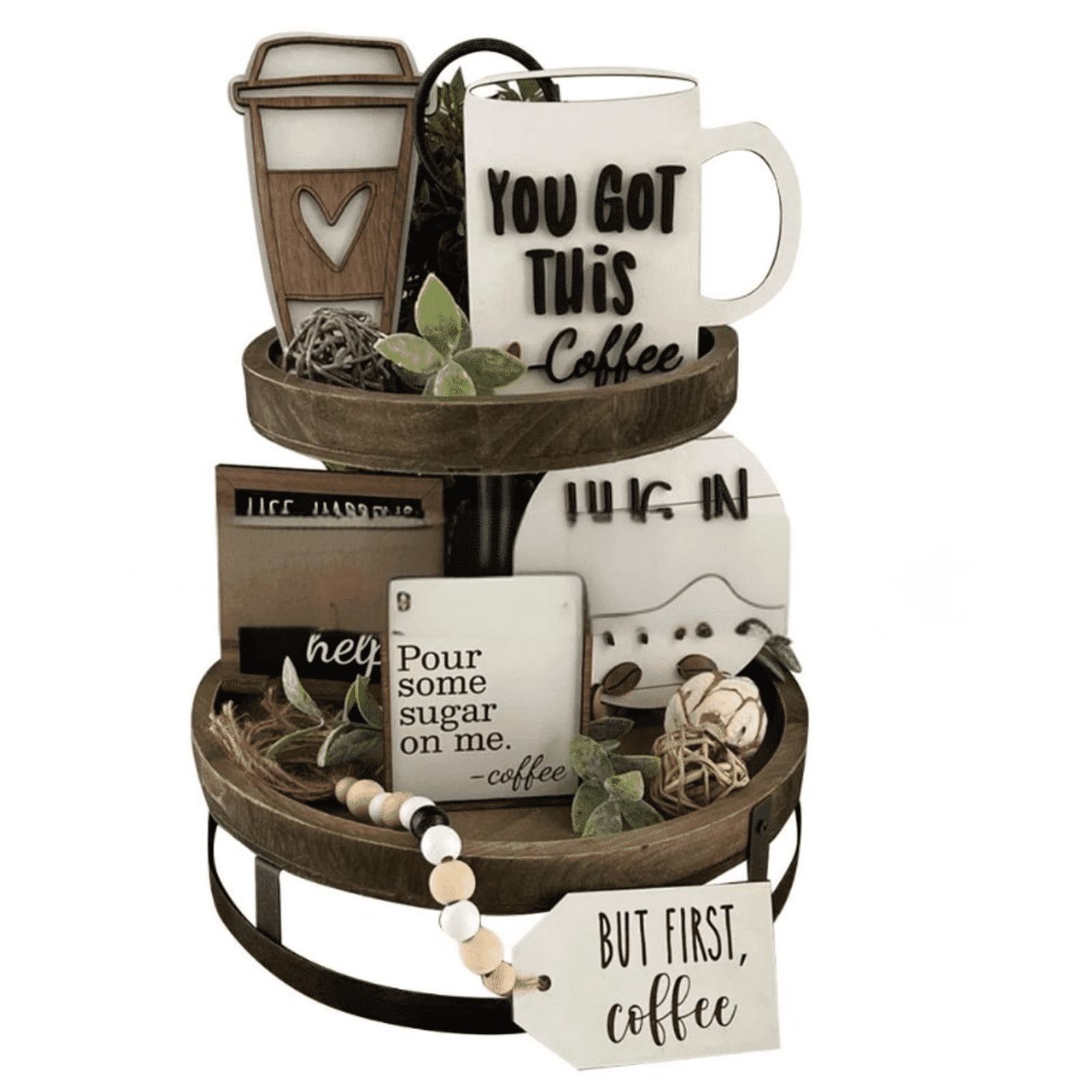 ACDANC Coffee Tray Set Creative Decor Stacking Trays Sturdy Wood Coffee ...