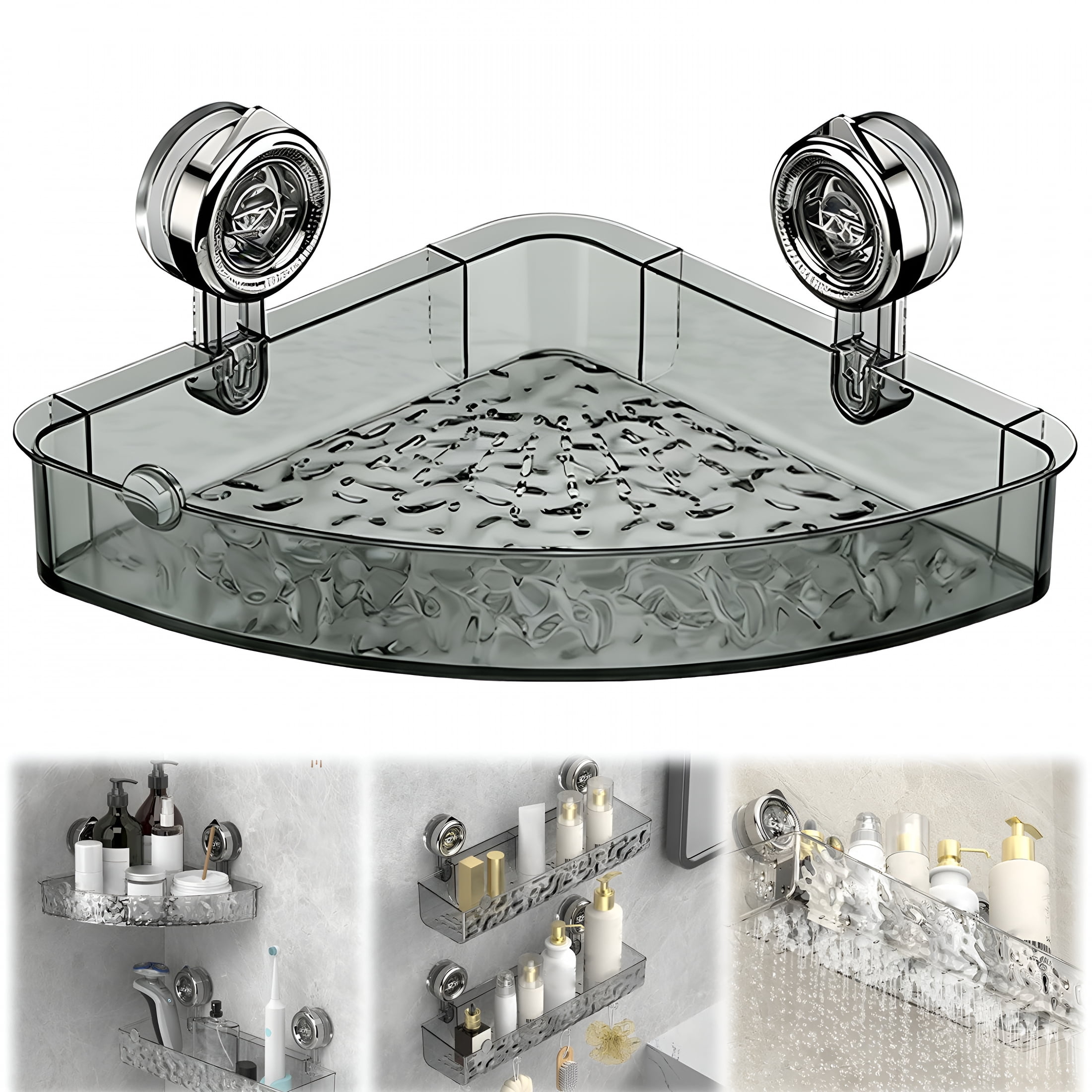 ACDANC Corner Suction Cup Shower Caddy No Drill Bathroom Organizer ...