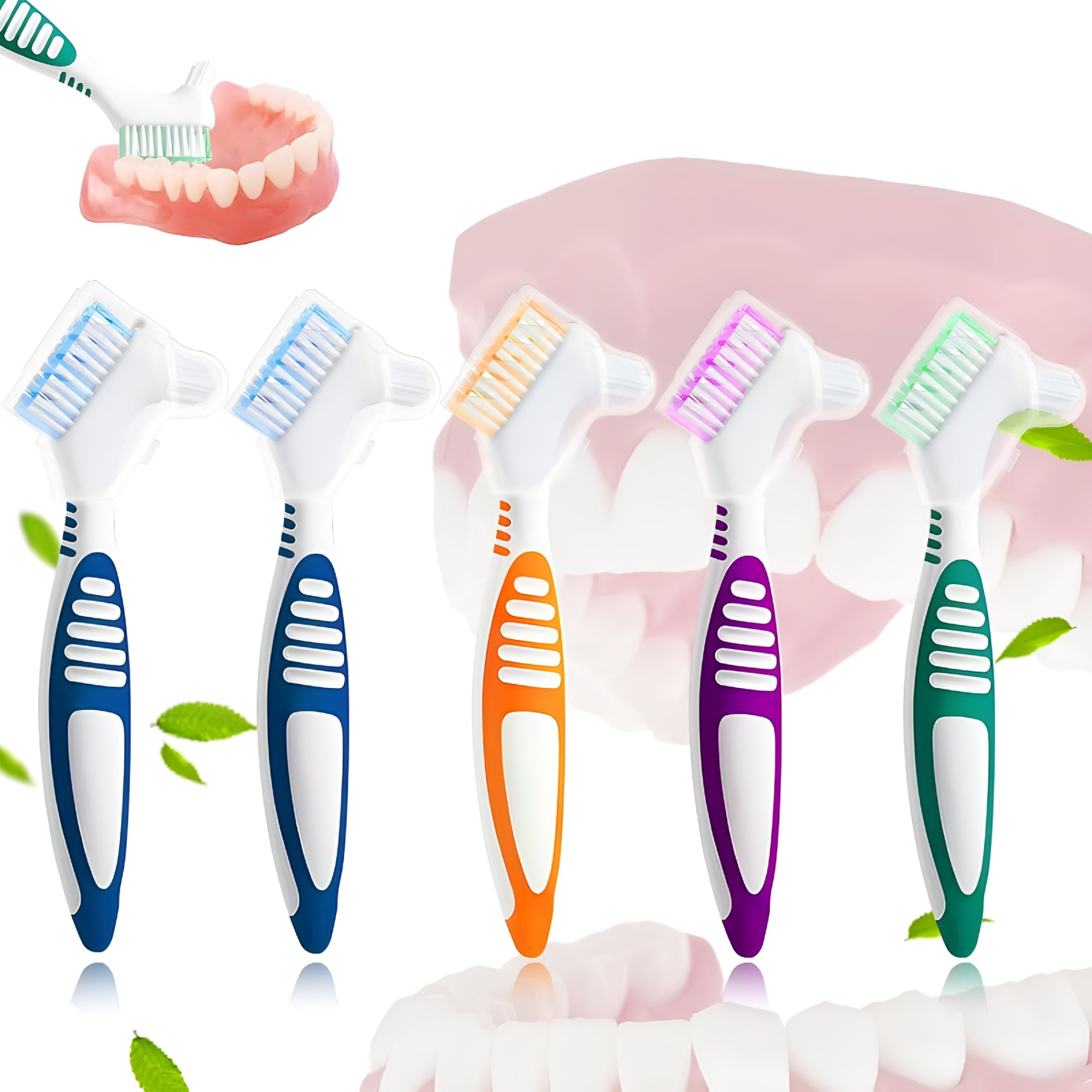 ACDANC Denture Brushes 5 Pack Double Sided Denture Toothbrush,Portable ...