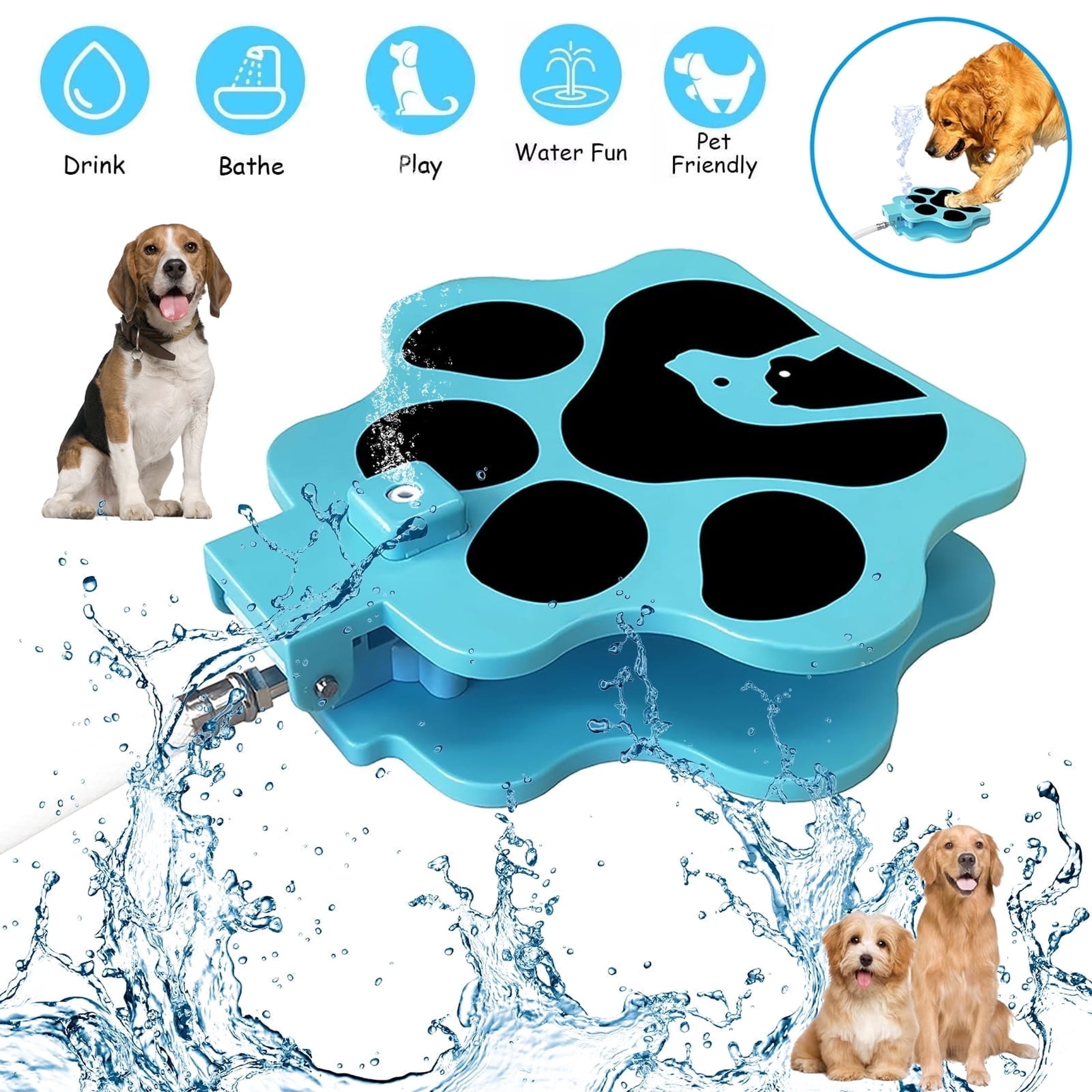 ACDANC Dog Water Fountain and Sprinkler,Outdoor Pet Dog Step on Water ...