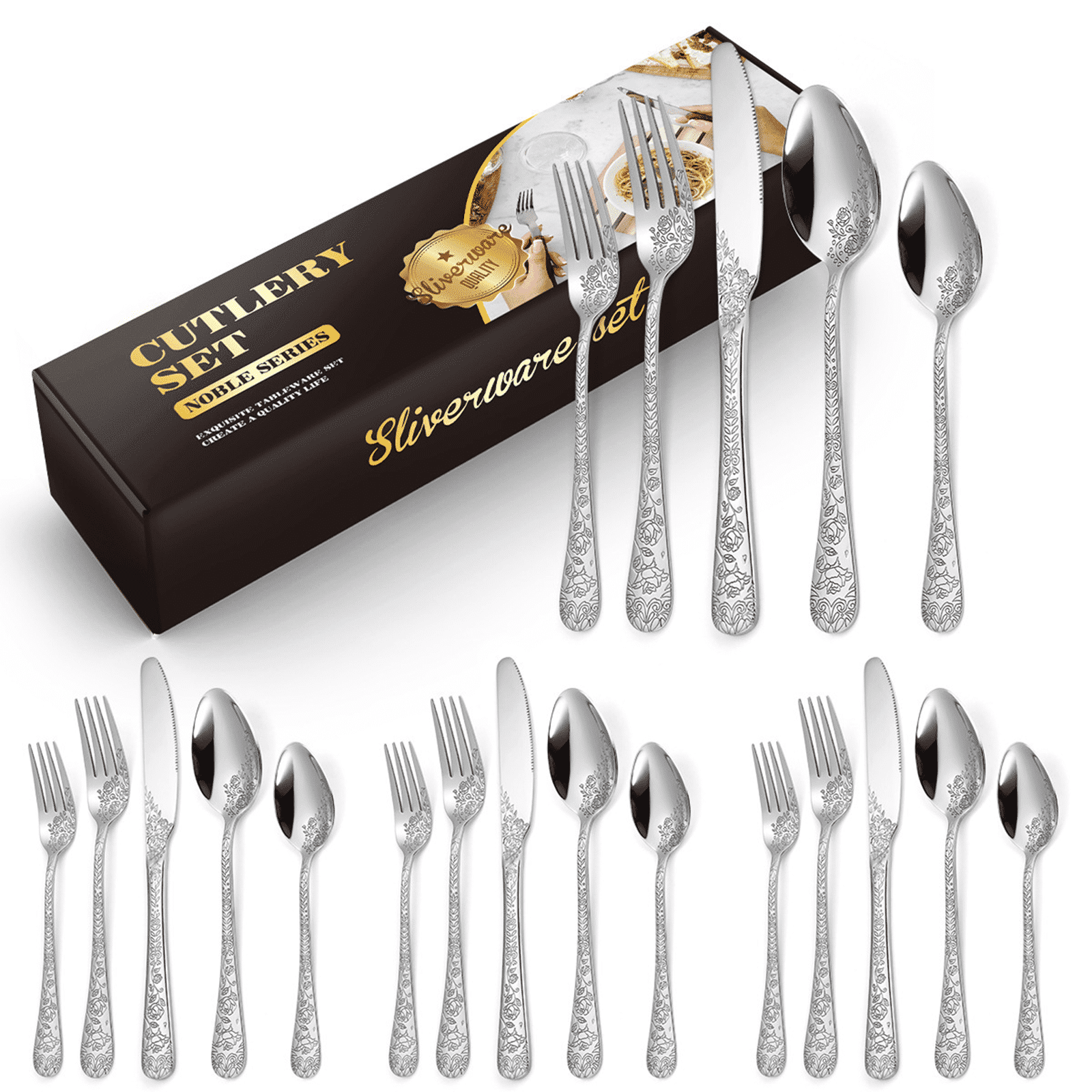 ACDANC Flatware Heat-Resistant Serving Spoons Stainless Steel Rust-Free ...