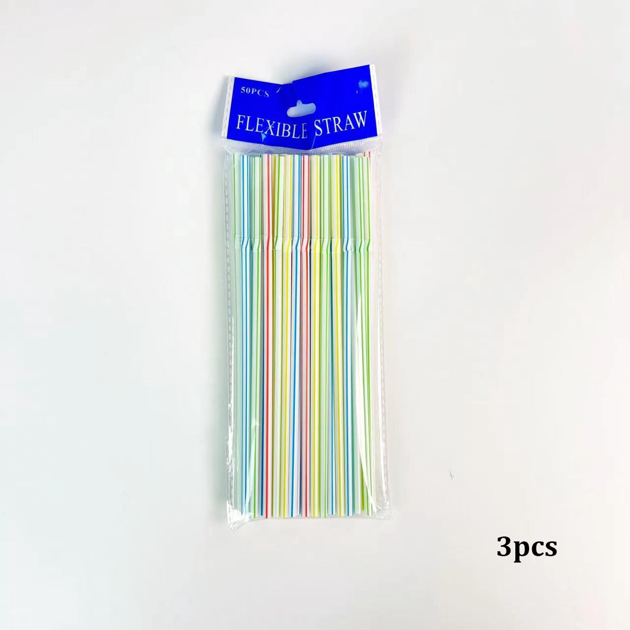ACDANC Flexible Drinking Straws Striped - Plastic,Multicolor - 50 Count ...