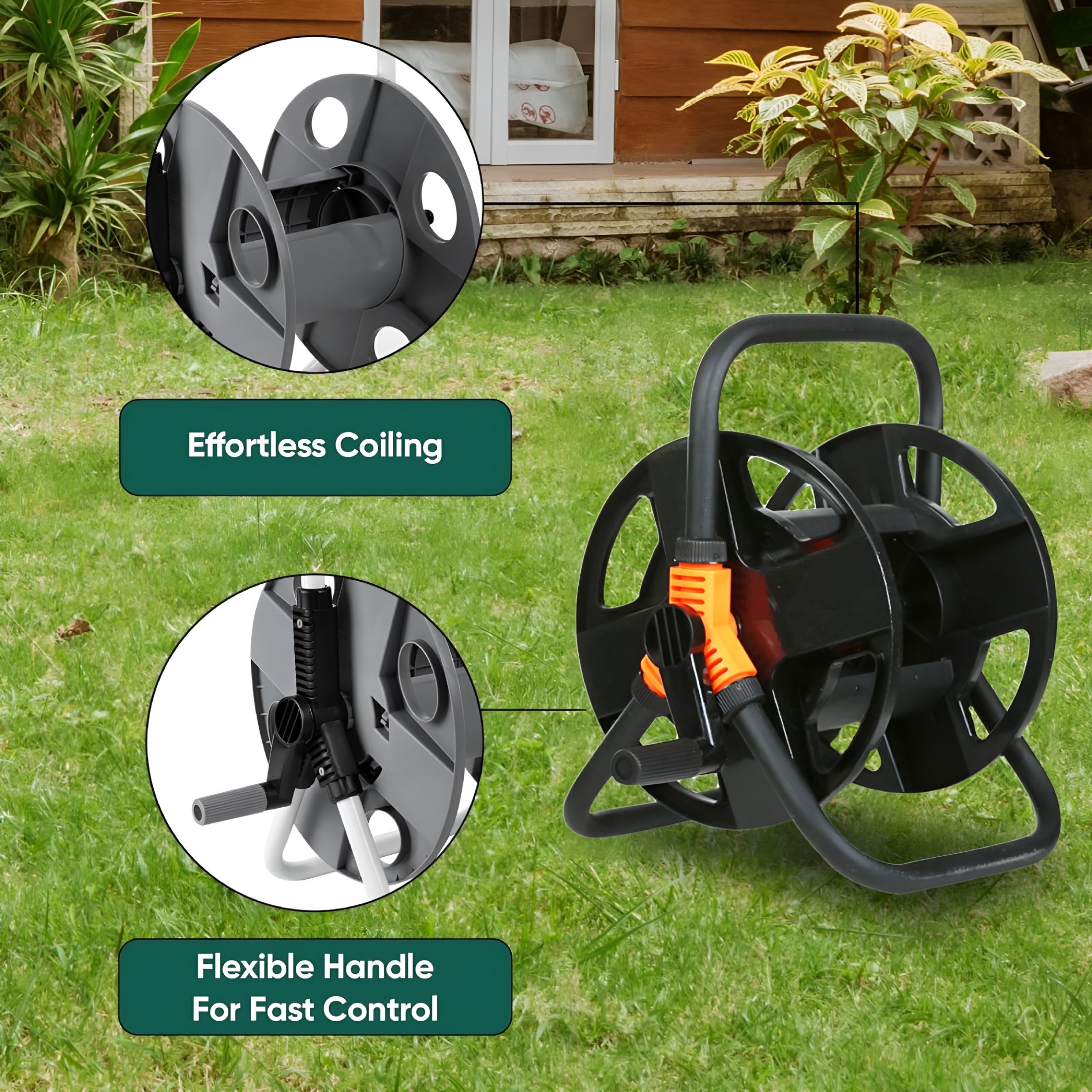ACDANC Garden Hose Reel Truck Freestanding and Stable Hose Reel That ...
