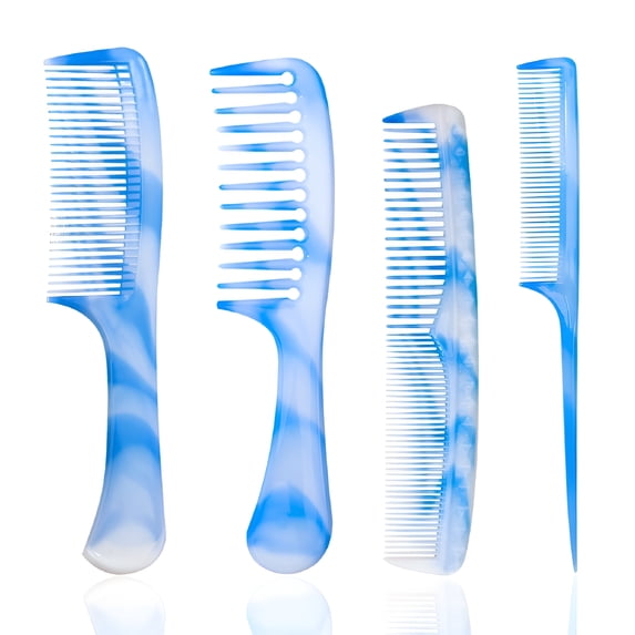 ACDANC Hair Combs Set: Blue Fine-Tooth, Wide-Tooth, Rat Tail, and Dual ...