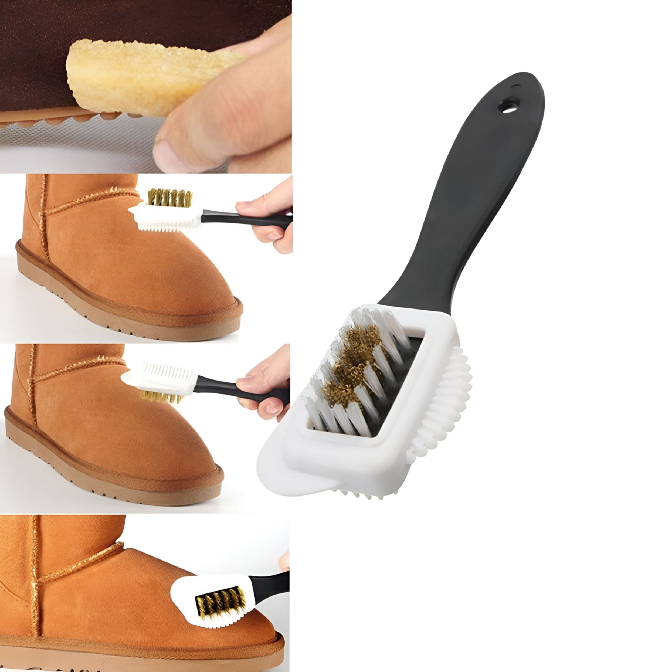 ACDANC Handheld 3 Sides Washing Cleaning Brush Suede Nubuck Shoes Boot ...