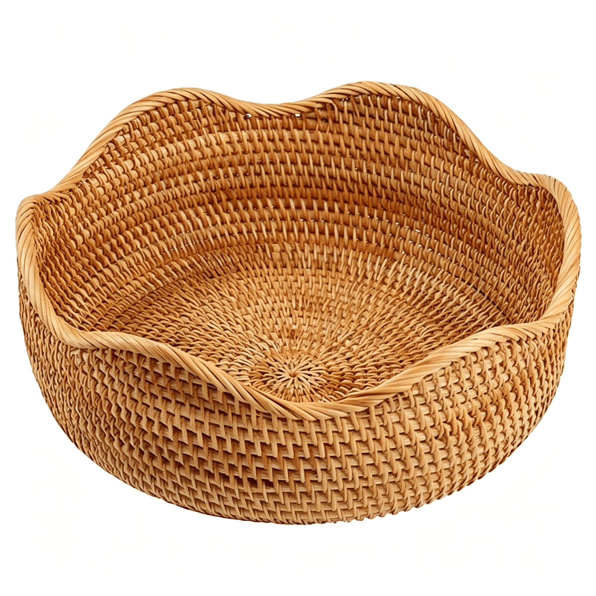 ACDANC Handmade Rattan Round Fruit Basket Food Storage Bowls Kitchen ...