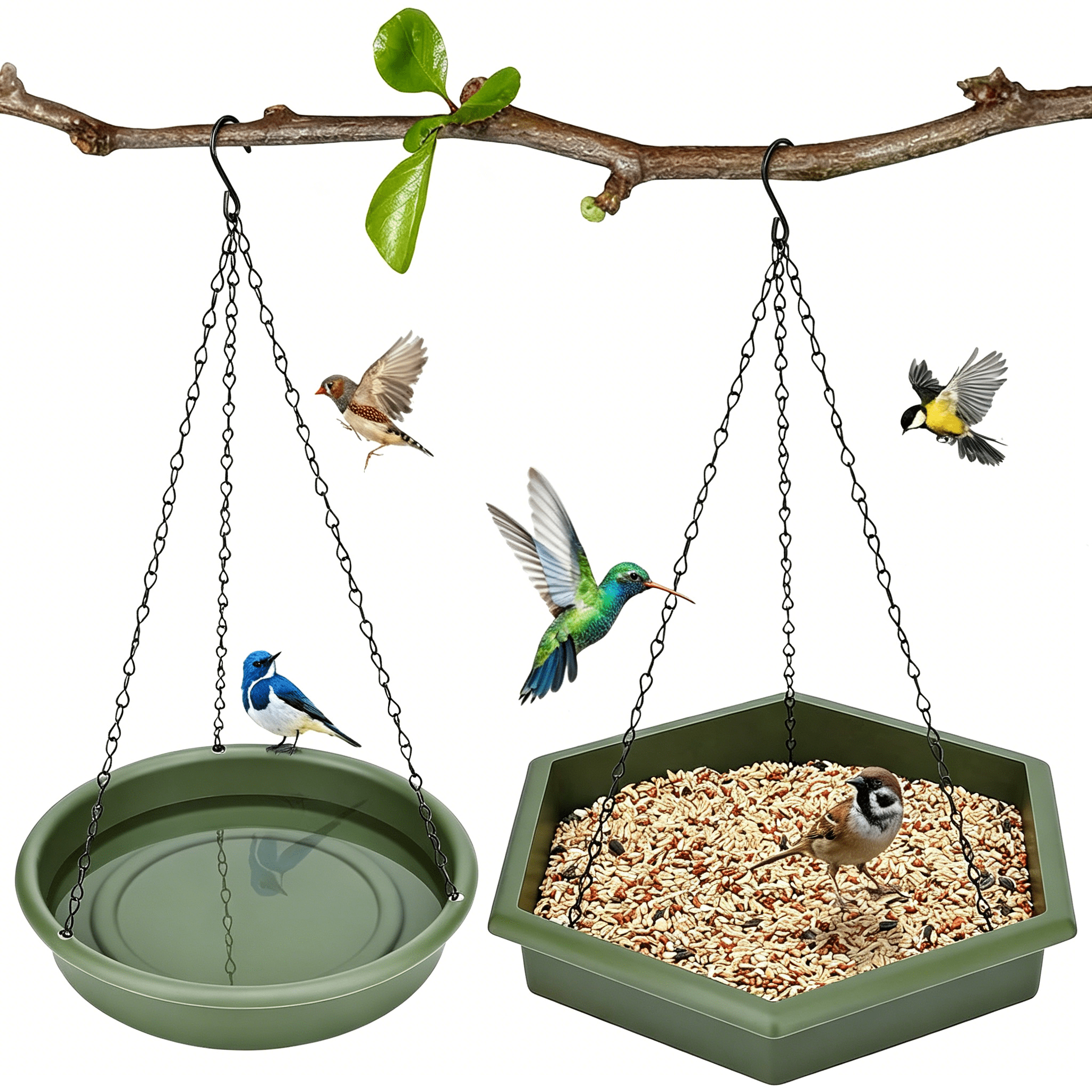 ACDANC Hanging Bird Bath,2 in 1 Xl Hanging Bird Feeder&Bird Bath for ...