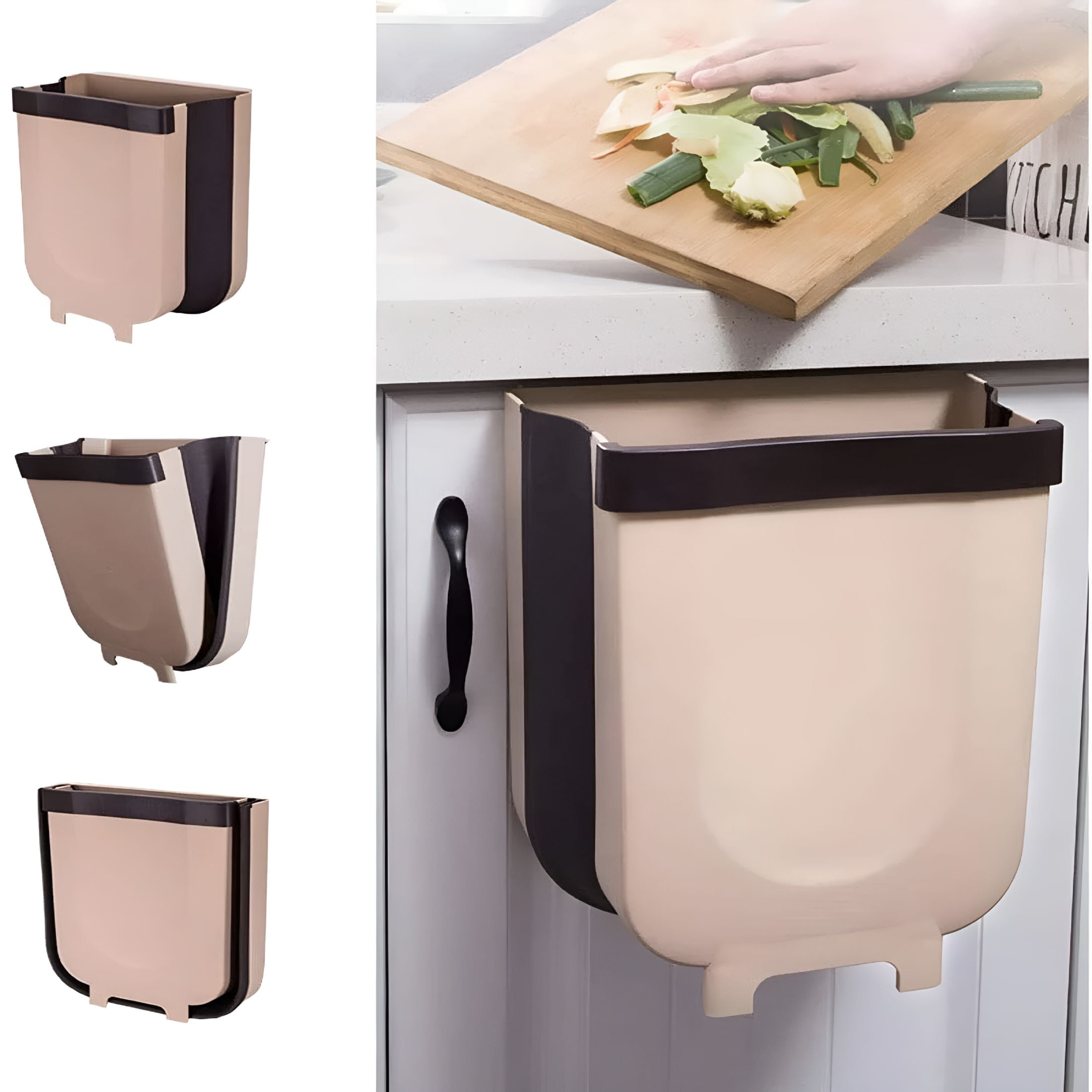 ACDANC Large Kitchen Hanging Trash Can,Collapsible Trash Bin Compact ...