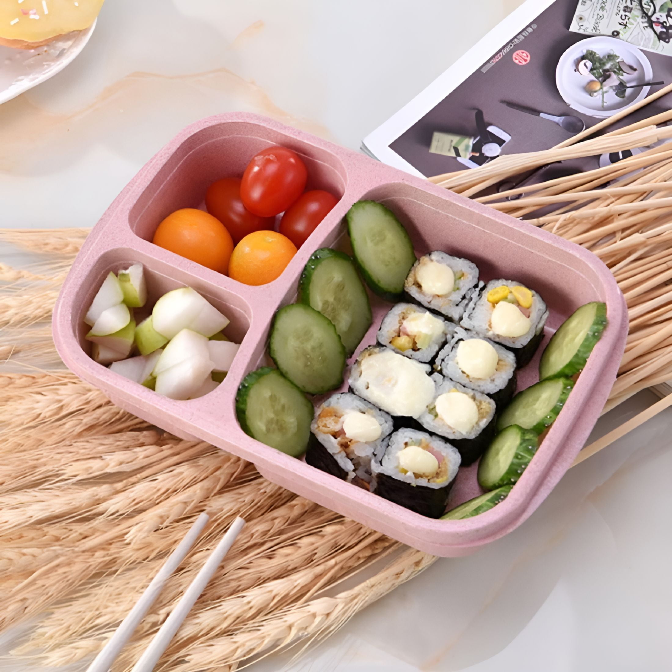 ACDANC Lunch Box 3 Compartment Food Storage Containers with Lids Bento ...