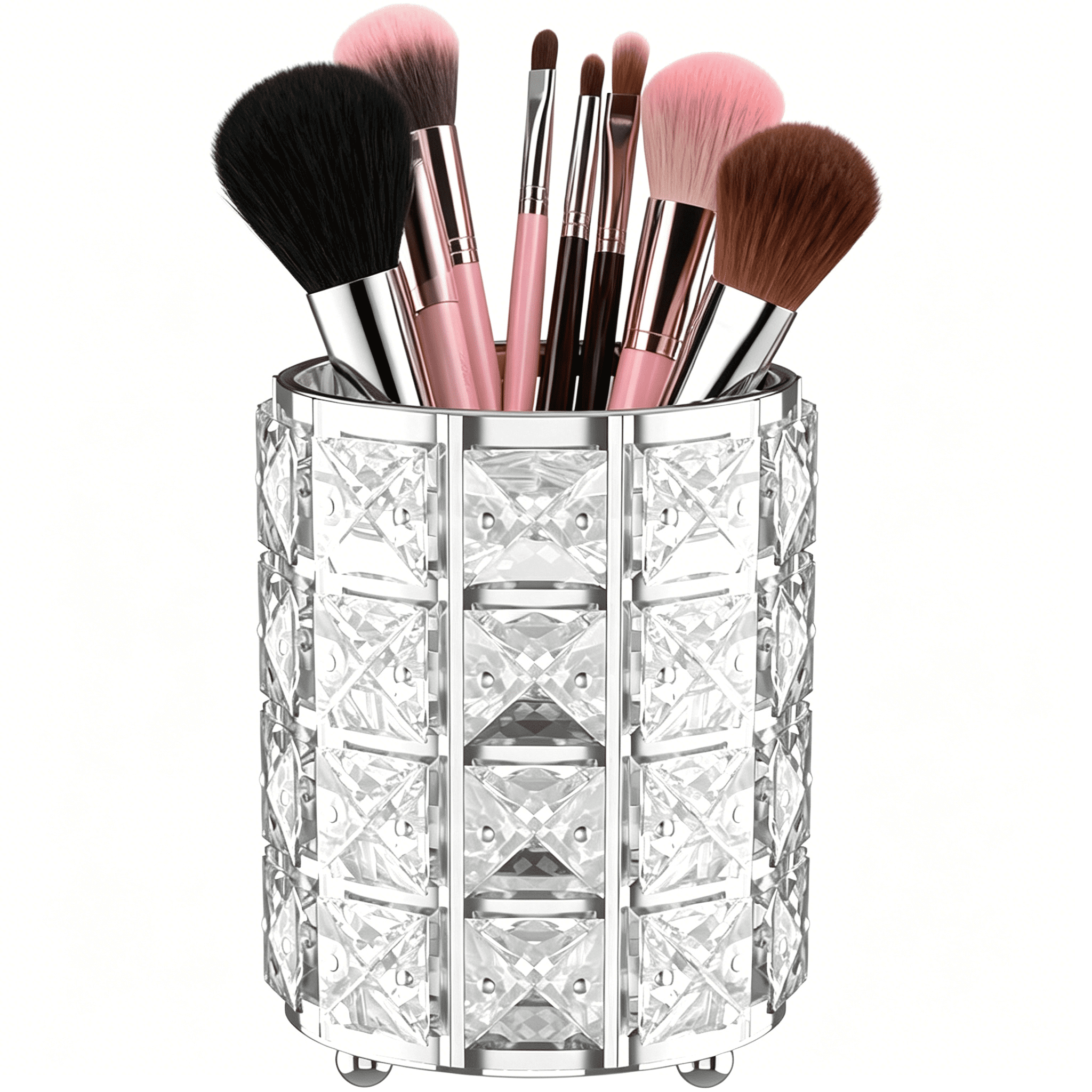 ACDANC Makeup Brush Holder with Silver Crystal-Elegant Vanity Organizer ...
