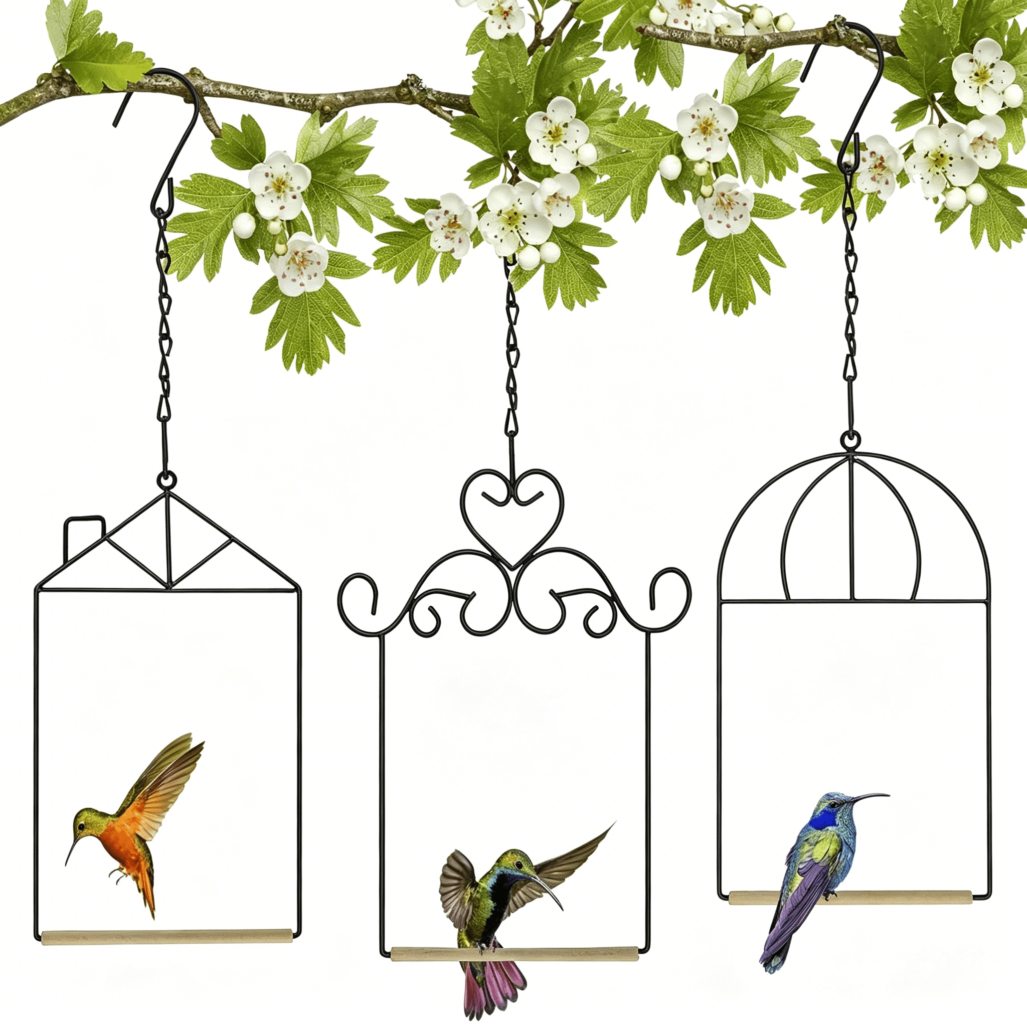 ACDANC Metal Frame Hummingbird Swings and Perches with Wooden Dowel ...