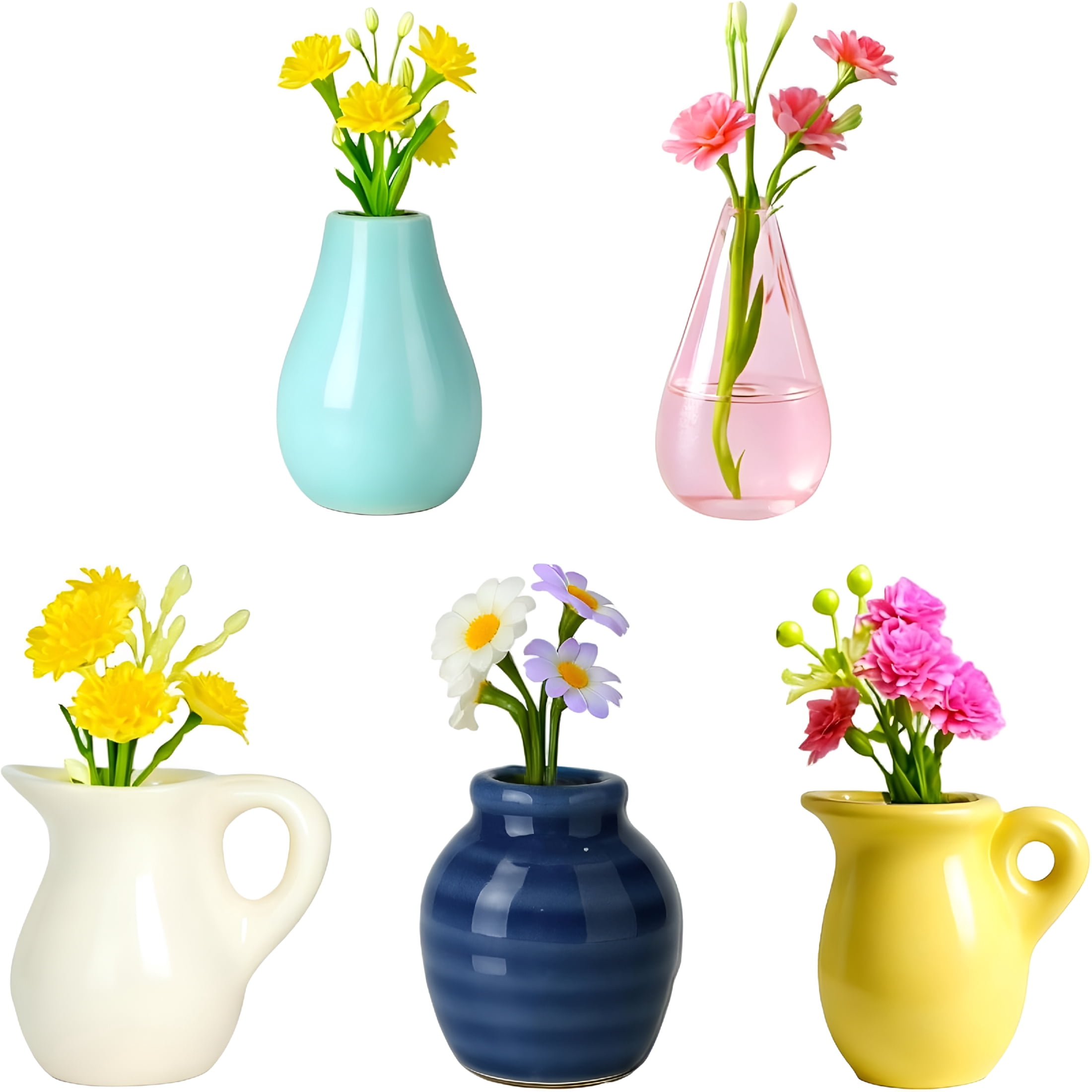 ACDANC Mini Ceramic Vase Magnets for Fridge,Tiny Plant Vase Fridge ...
