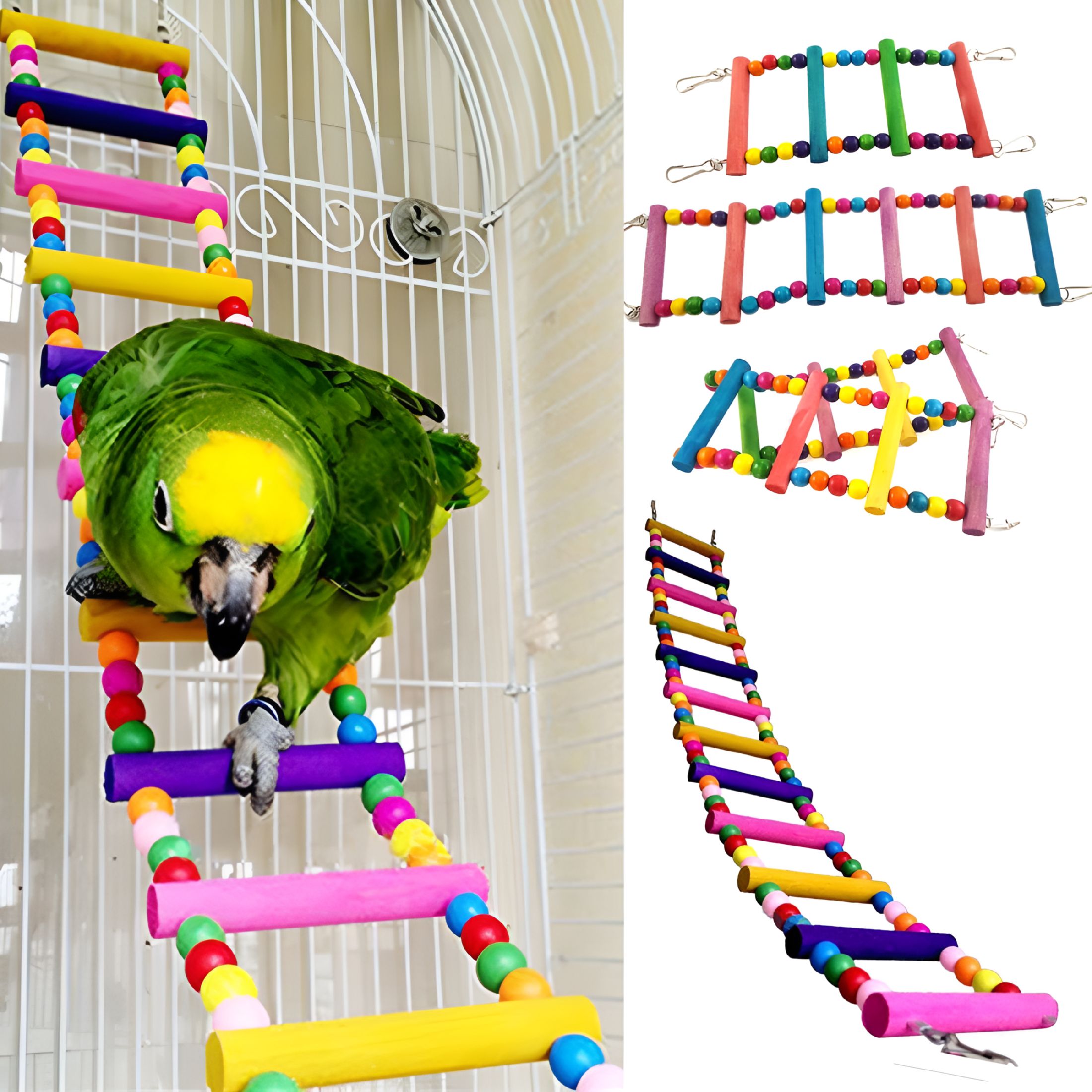 ACDANC Multicolor Pet Ladder Bird Climbing Bite Toy for Bird Parrot ...