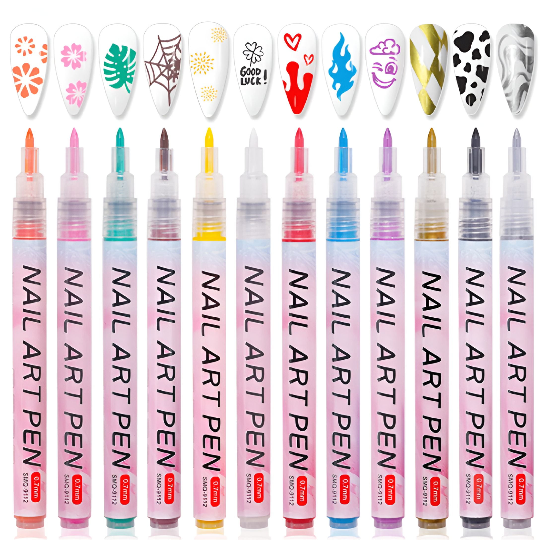 ACDANC Nail Art Drawing Pen Rich Colors Fine Tip Quick Drying Press ...