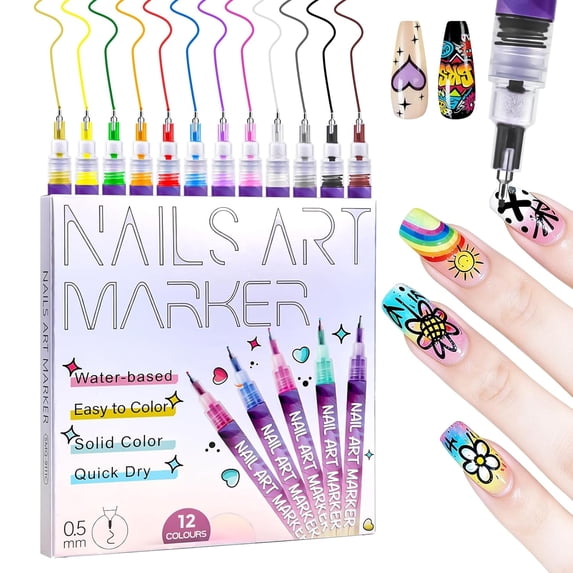 ACDANC Nail Art Pens for Painting Nails,0.5Mm Nail Art Markers Fine Nib ...