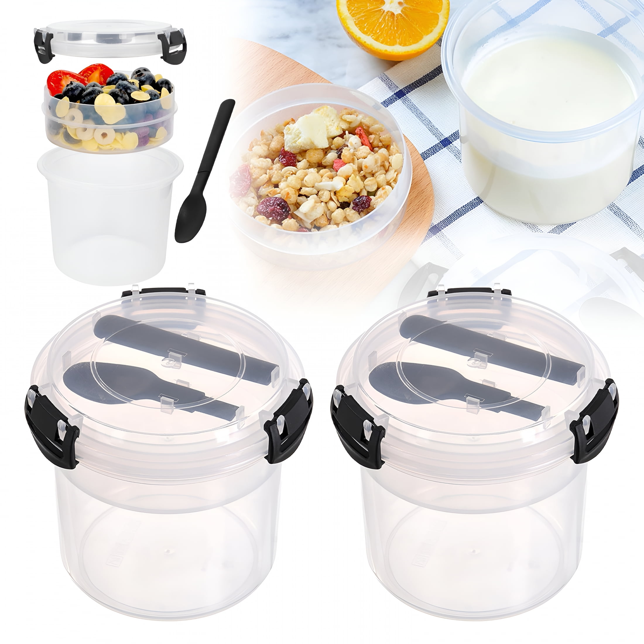 ACDANC Overnight Oats Containers 3pc Portable Reusable Parfait Cups ...