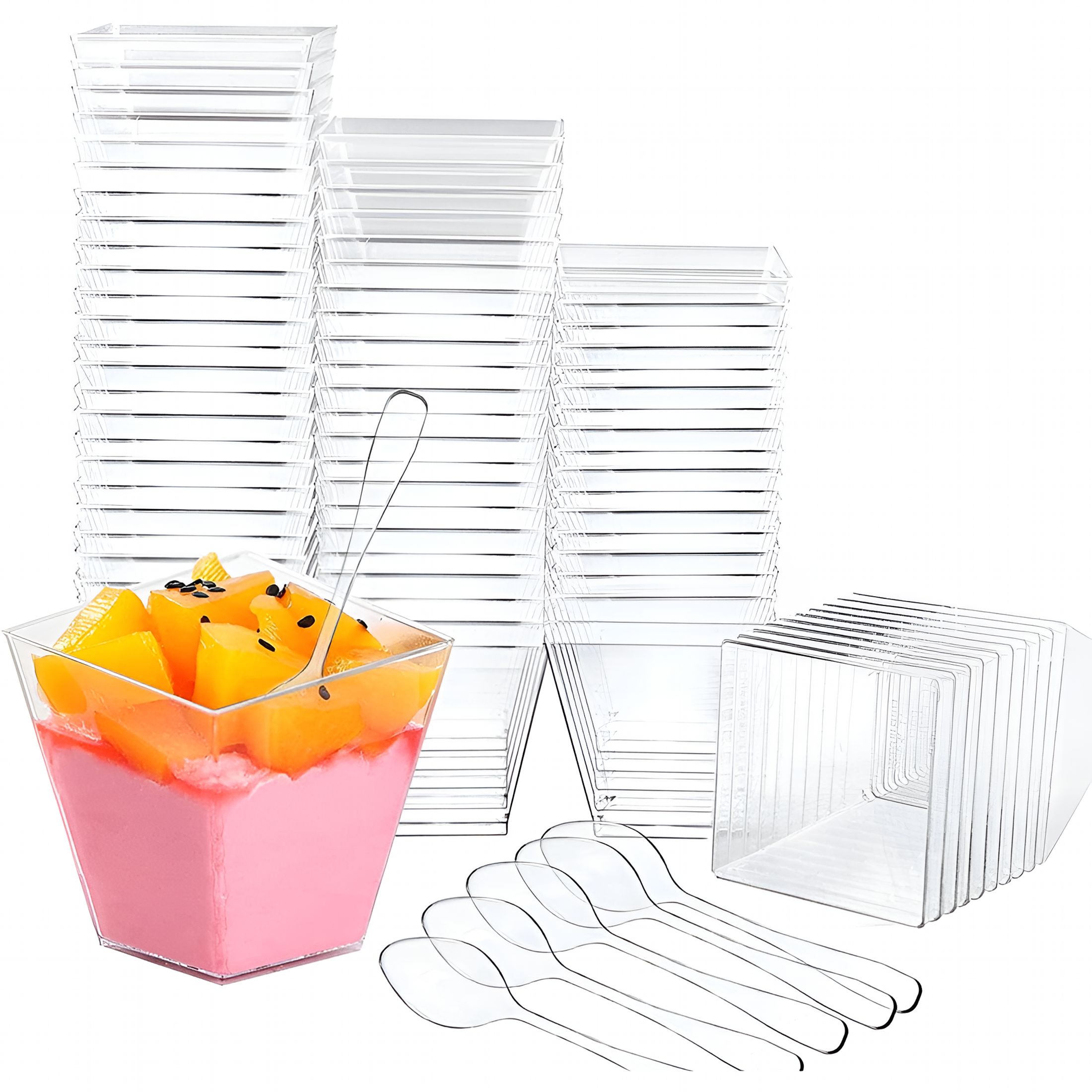 ACDANC Party Cake Storage Cups 25 Clear Dessert Cups with Lids and ...