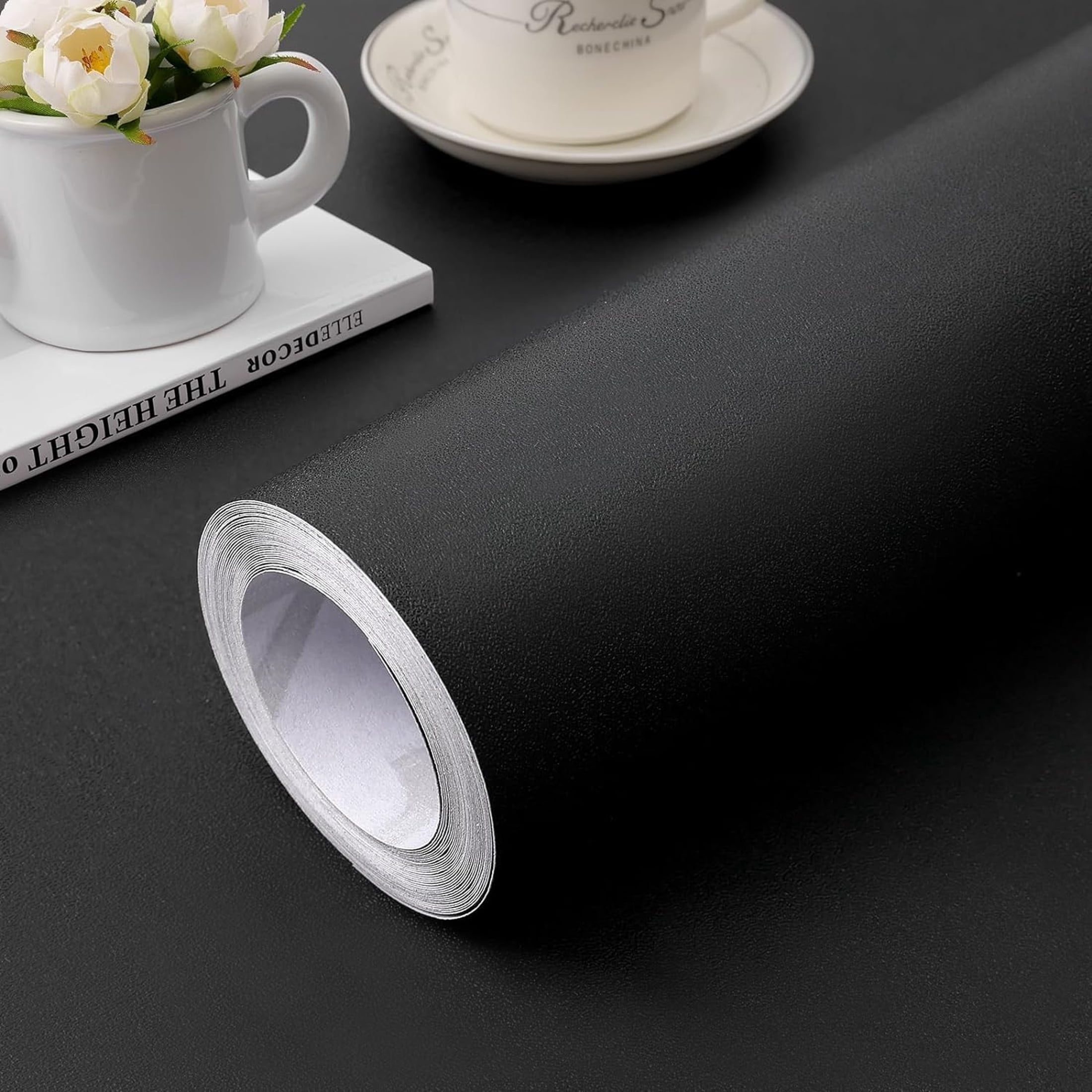 ACDANC Peel and Stick Wallpaper 15.7" X 118" Black Contact Paper for ...