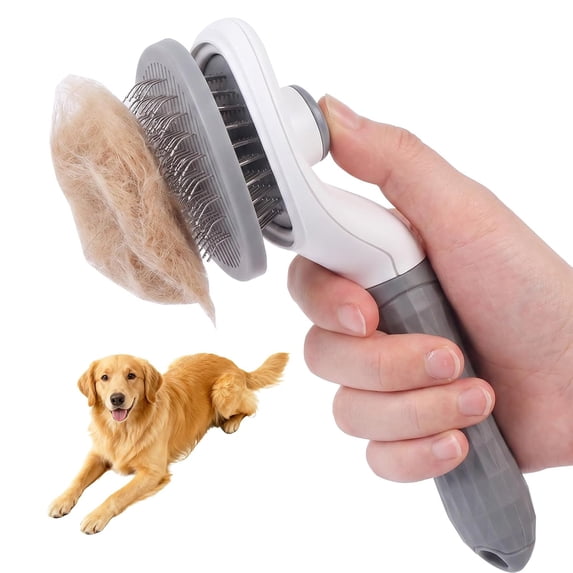 ACDANC Pet Deshedding Brush,Self-Cleaning Slicker Grooming Tool with ...