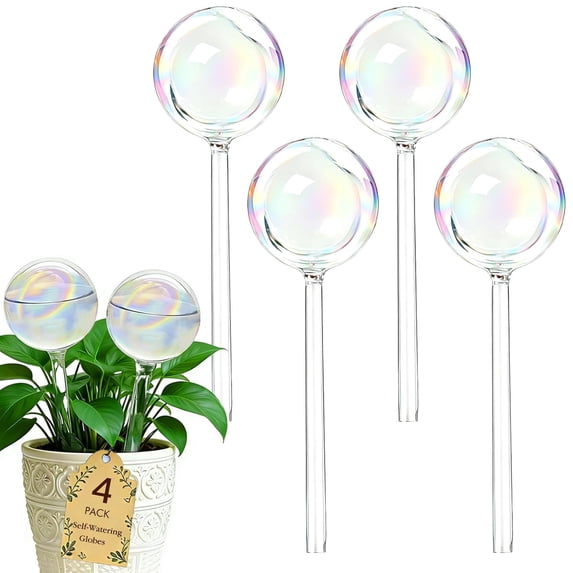 ACDANC Plant Self Watering Globes-Large 4Pcs,Iridescent Glass Rainbow ...