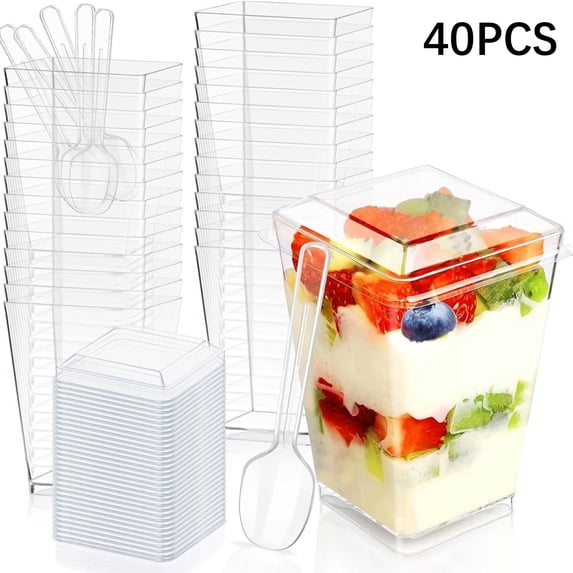 ACDANC Plastic Dessert Cups With Lids and Spoons,Yogurt Parfait ...