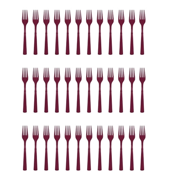 ACDANC Plastic Disposable Forks,Burgundy,24 Pieces,Fork,Forks Plastic ...
