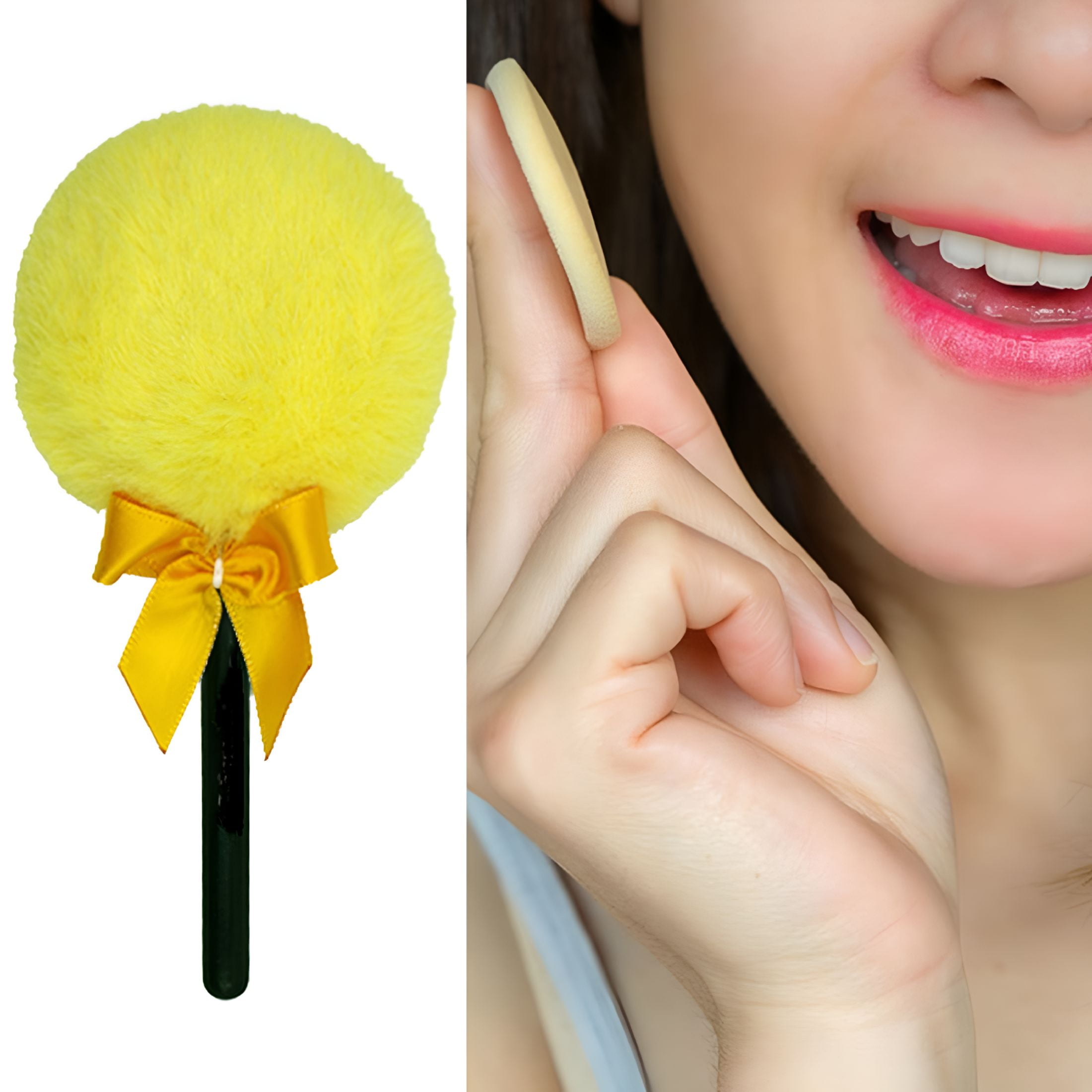 ACDANC Powder Puff with Handle Reusable Long Hair Lollipop Shape ...