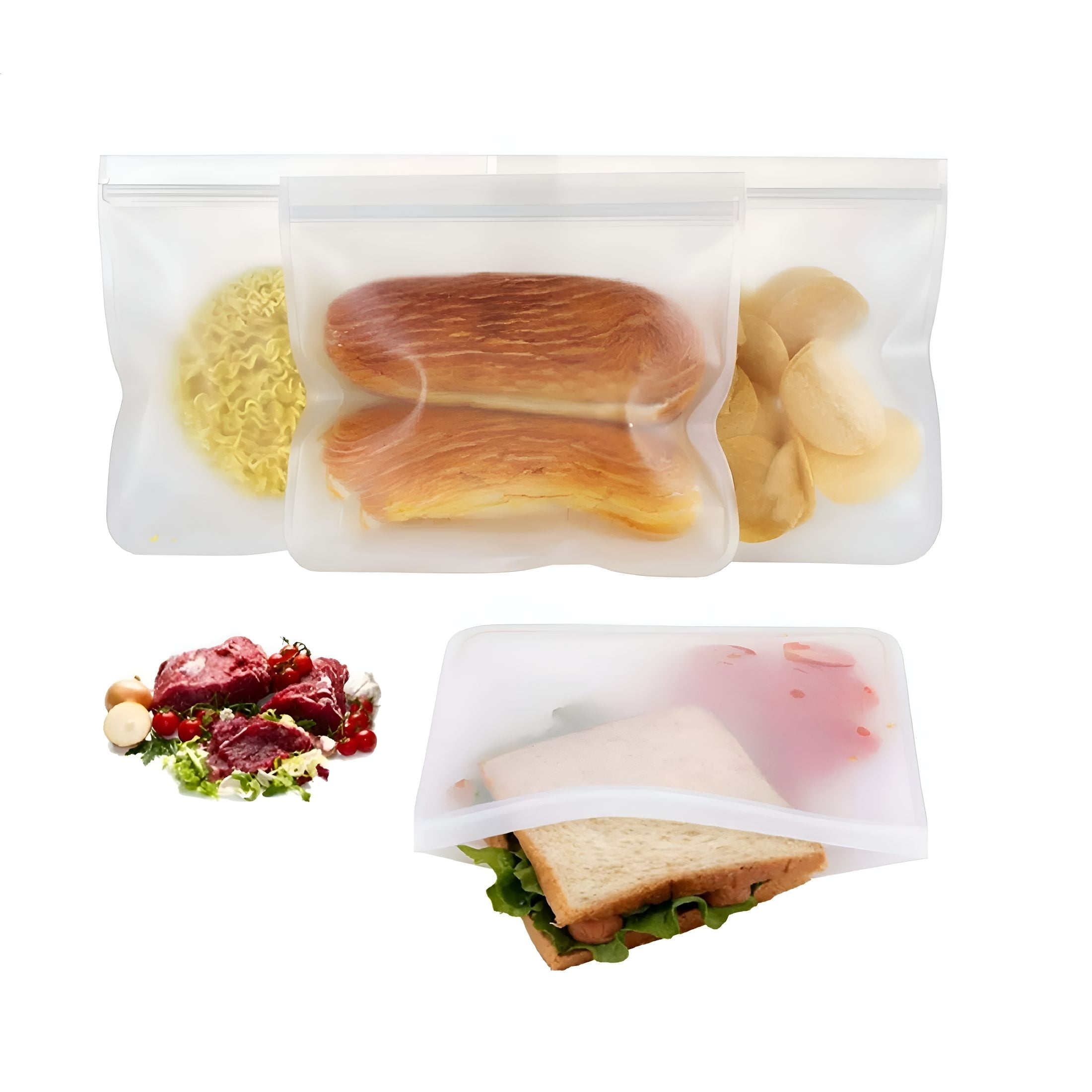 ACDANC Reusable Food Storage Bags BPA Free Flat Freezer Bags Leakproof ...