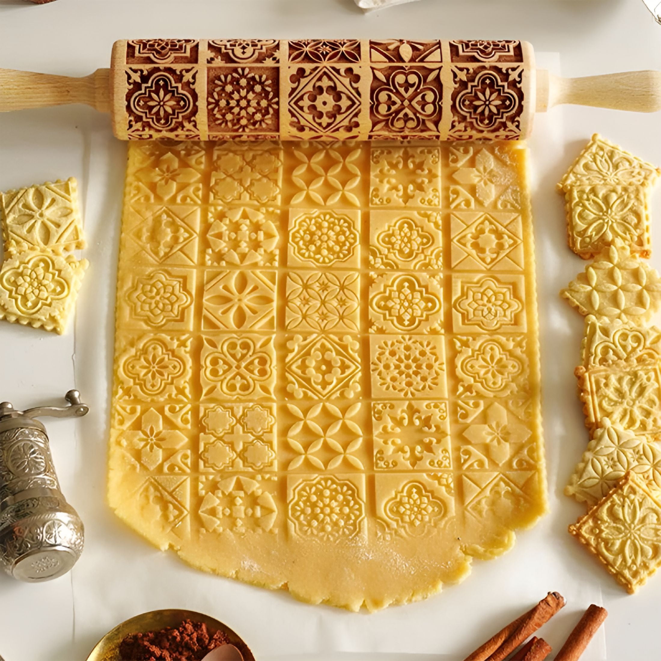 ACDANC Rolling Pin,Creative Pattern Rolling Pin Wooden Household Baking ...