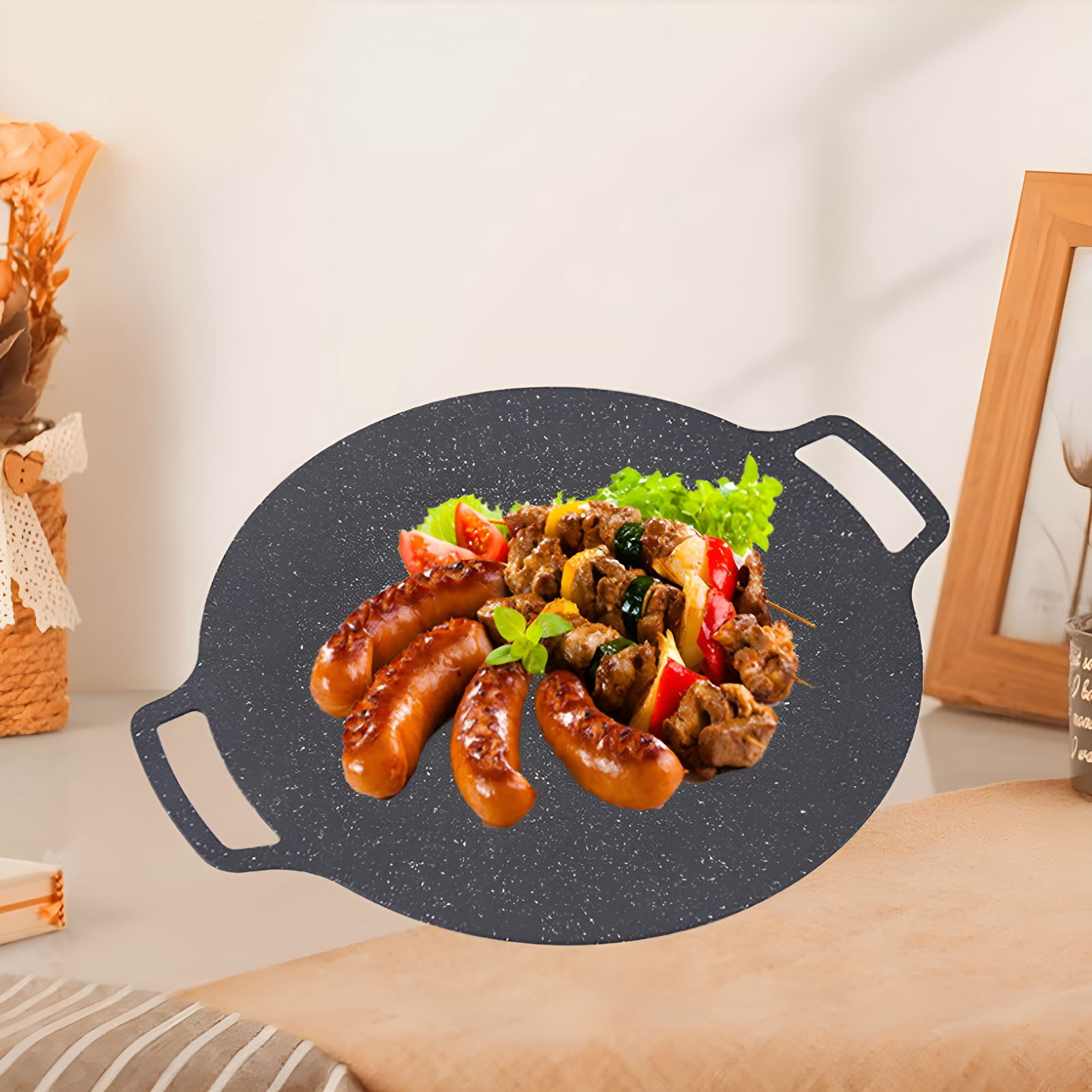 ACDANC Rounnon Stick Pan Korean Grill Pan for Electric Stove Top Round ...