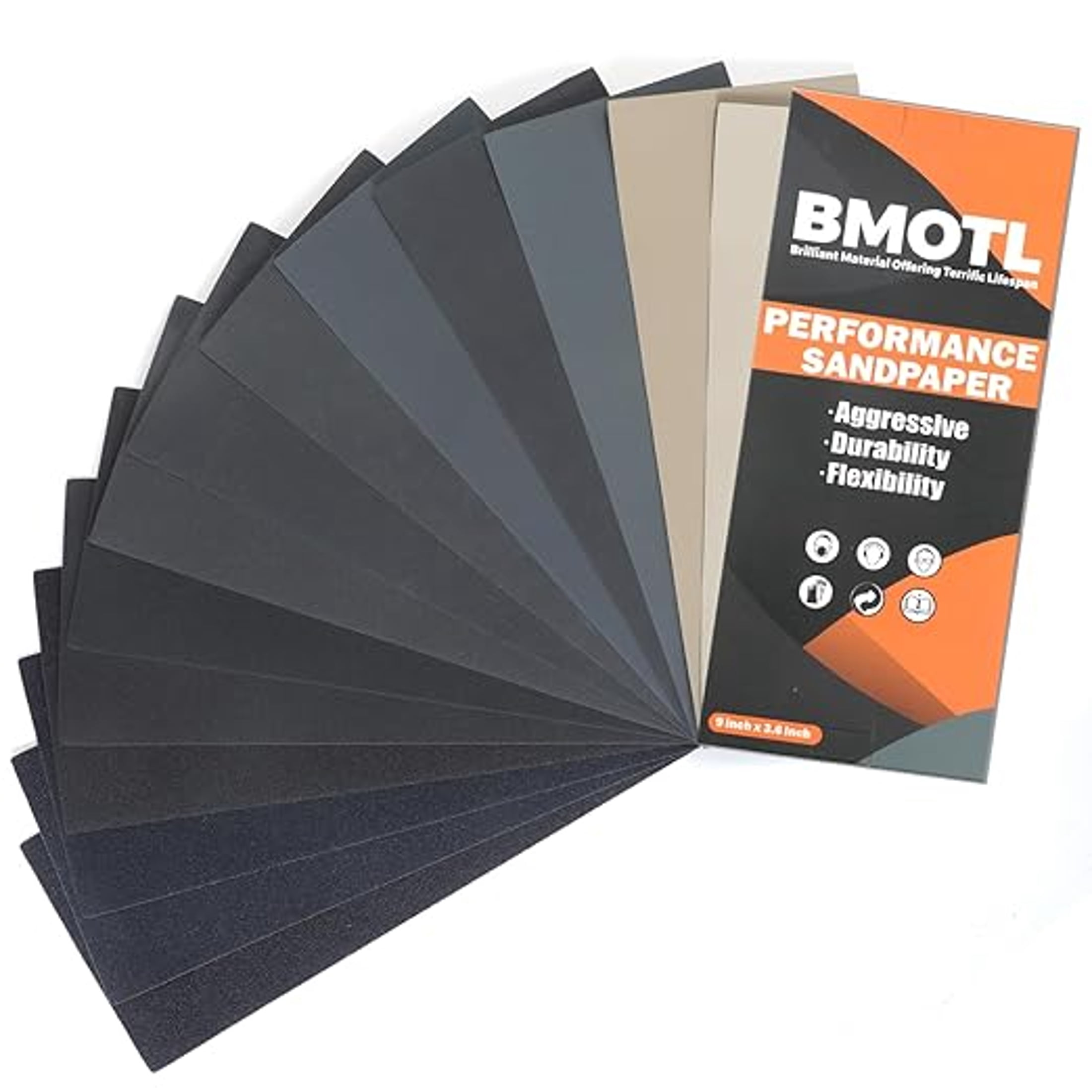 ACDANC Sandpaper Sheets Assortment Pack: 42Pcs Wet Dry 9X3.6 Inch Sand ...