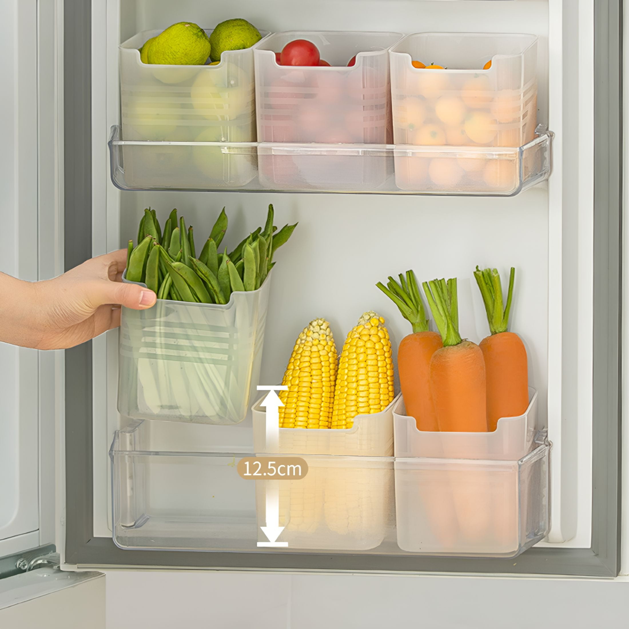 ACDANC Set of 4 Wide-Mouth Refrigerator Door Storage Boxes Space-Saving ...