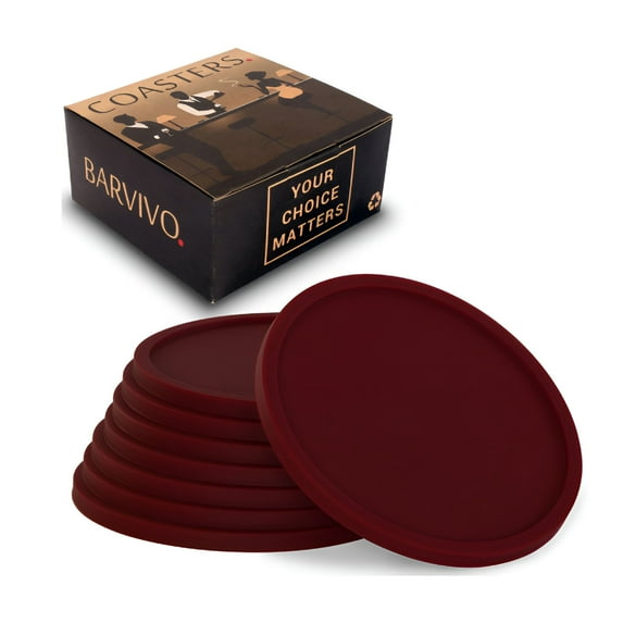 ACDANC Silicone Coasters For Drinks Slide Resistant - Set of 8 (Red ...