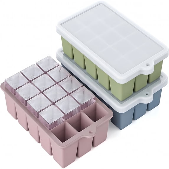 ACDANC Silicone Ice Cube Tray 3 Pack,Easy Release Ice Cube Tray with ...