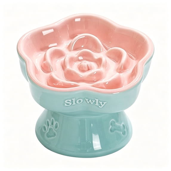 ACDANC Slow Feeder Cats Bowl-Ceramic,Reduces Overeating&Gulping,Easy ...