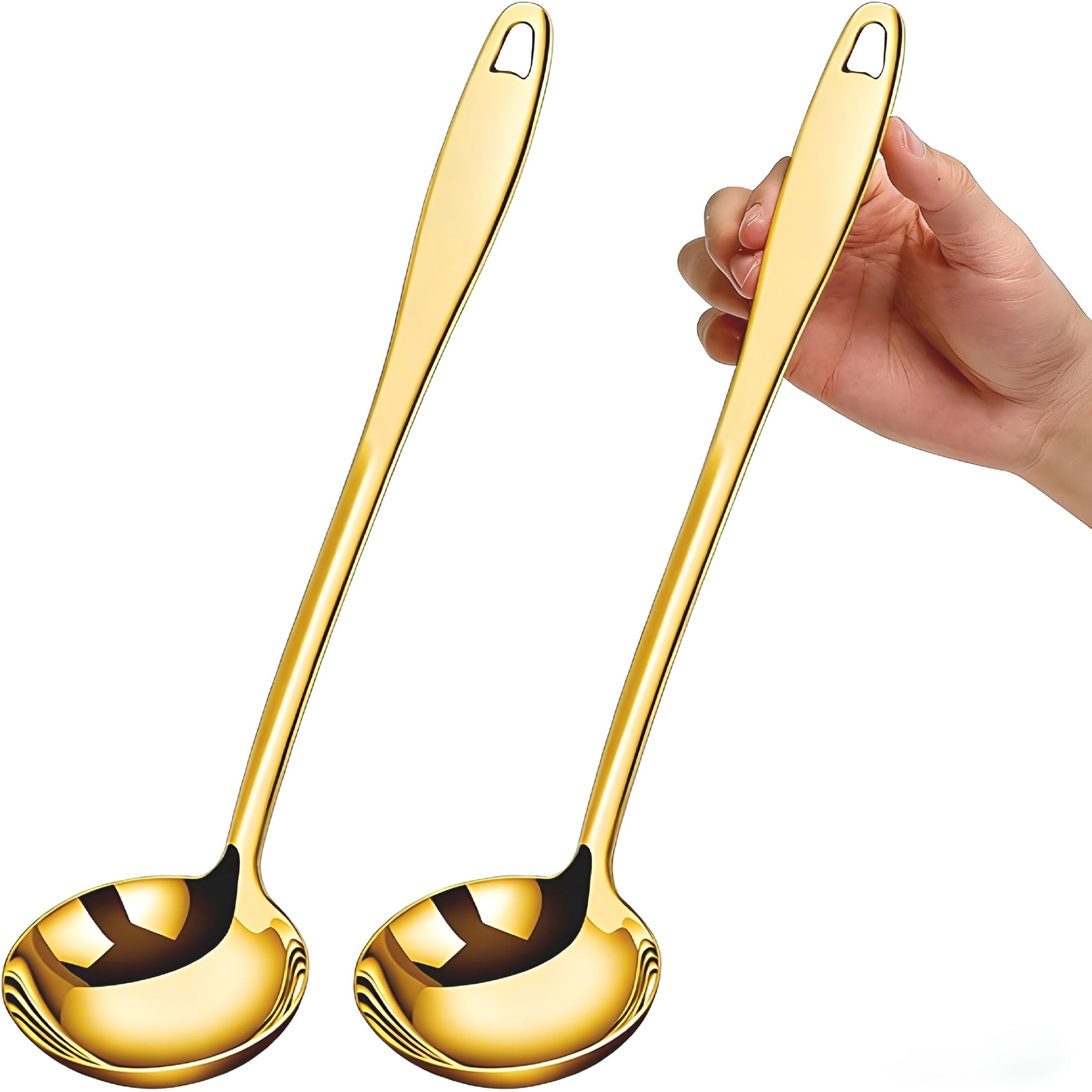 ACDANC Soup Ladle,2Pcs Stainless Steel Ladle Spoon,12.2Inch Metal Long ...