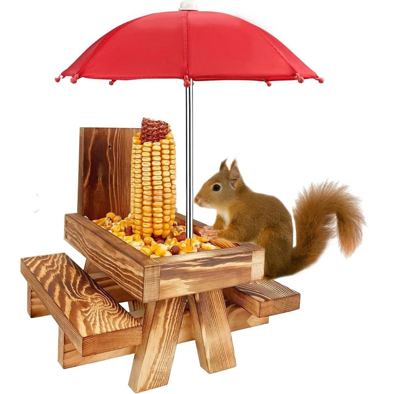 ACDANC Squirrel Feeder with Umbrella,Squirrel Feeders for Outside ...