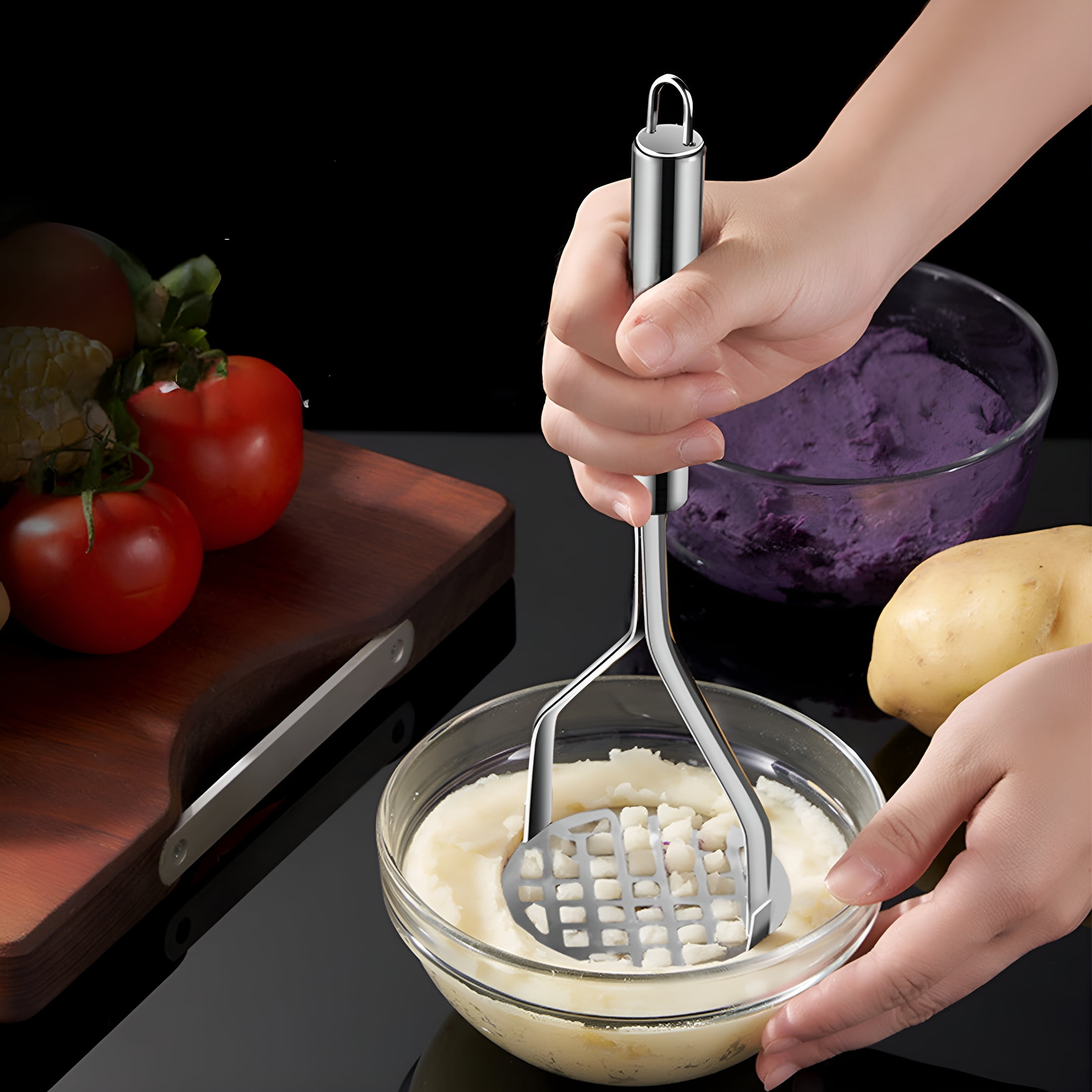 ACDANC Stainless Steel Potato Masher,Heavy Duty Food Masher and Crusher ...
