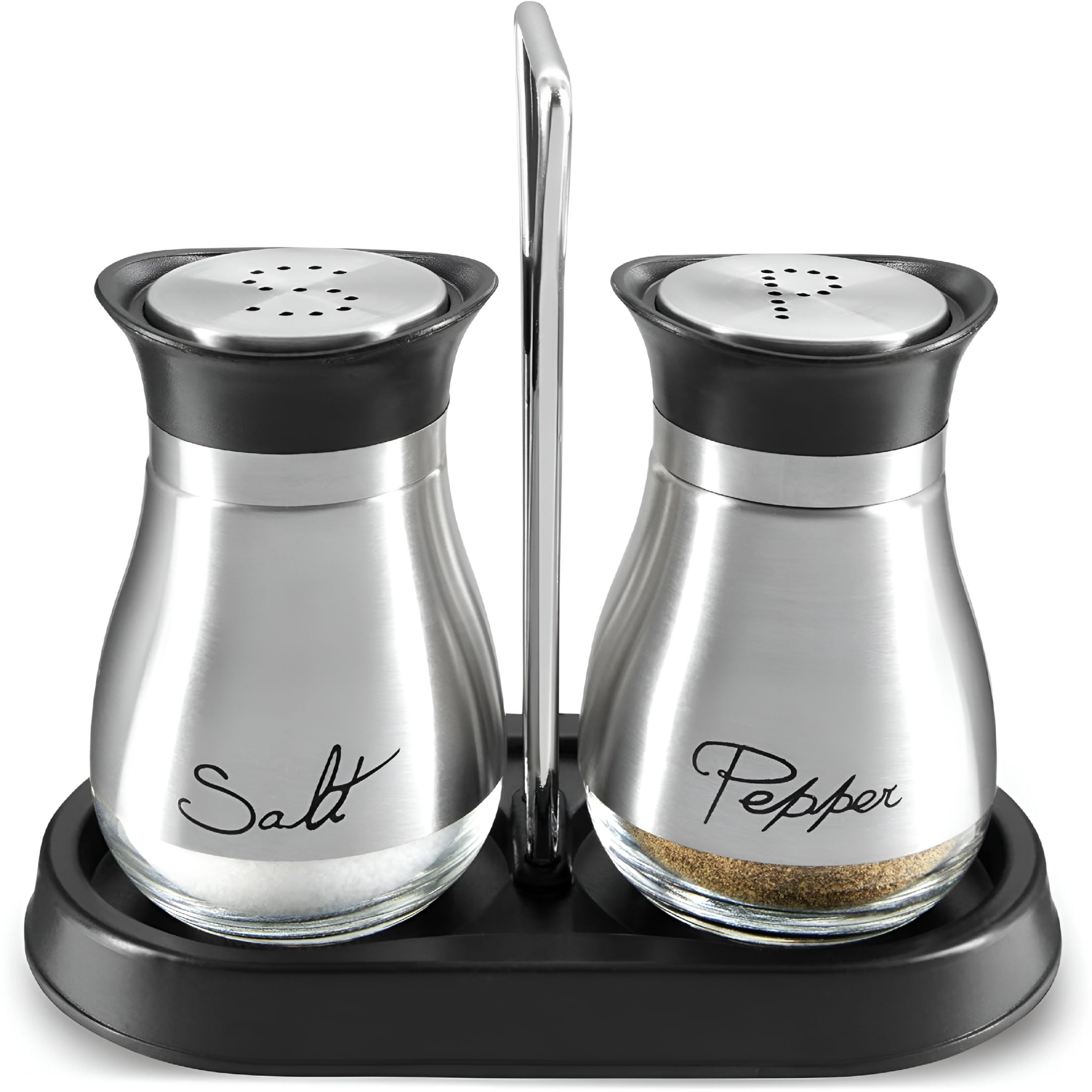ACDANC Stainless Steel Salt and Pepper Shakers Set with Holder ...