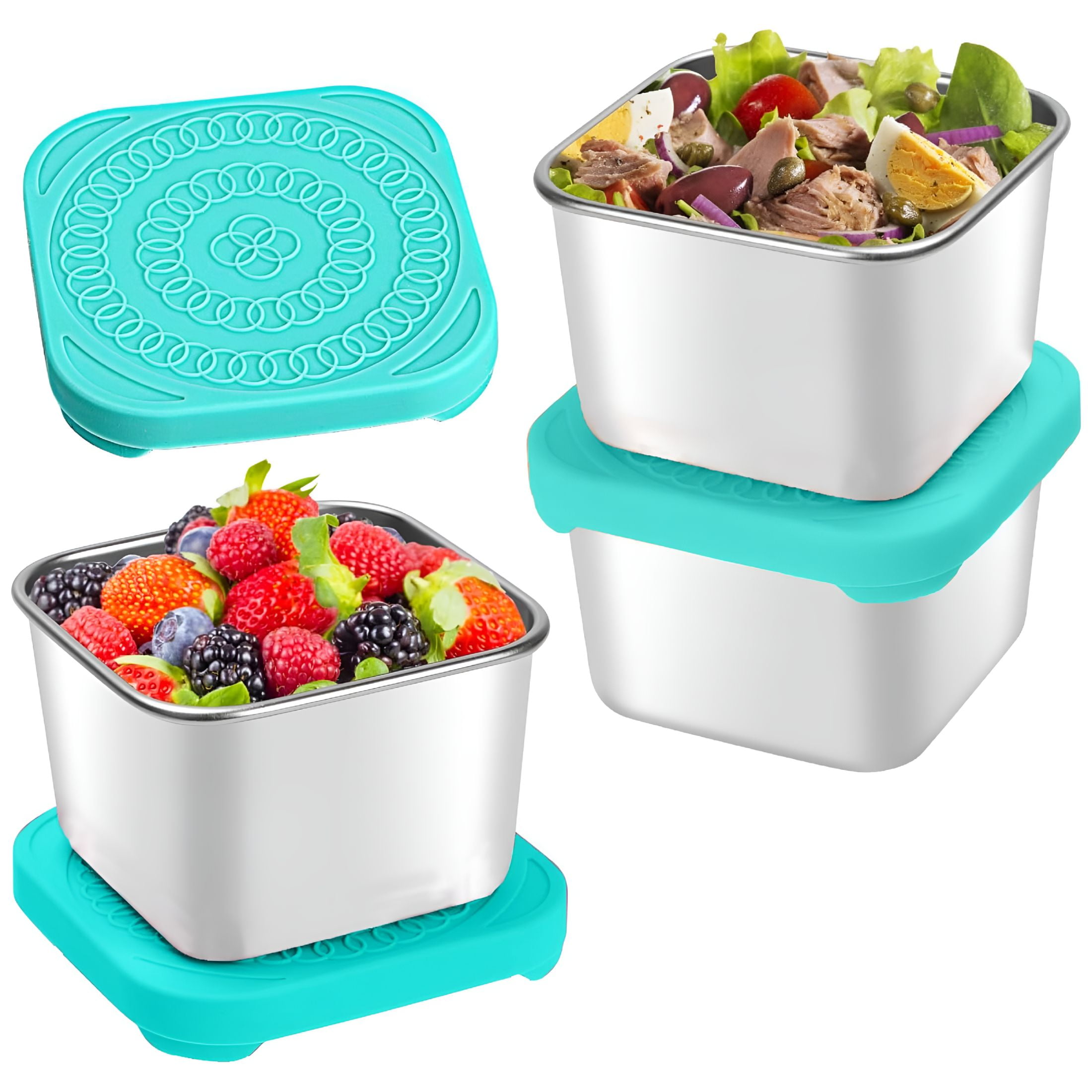 ACDANC Stainless Steel Snack Containers for Kids (6oz) - Set of 3 Lunch ...