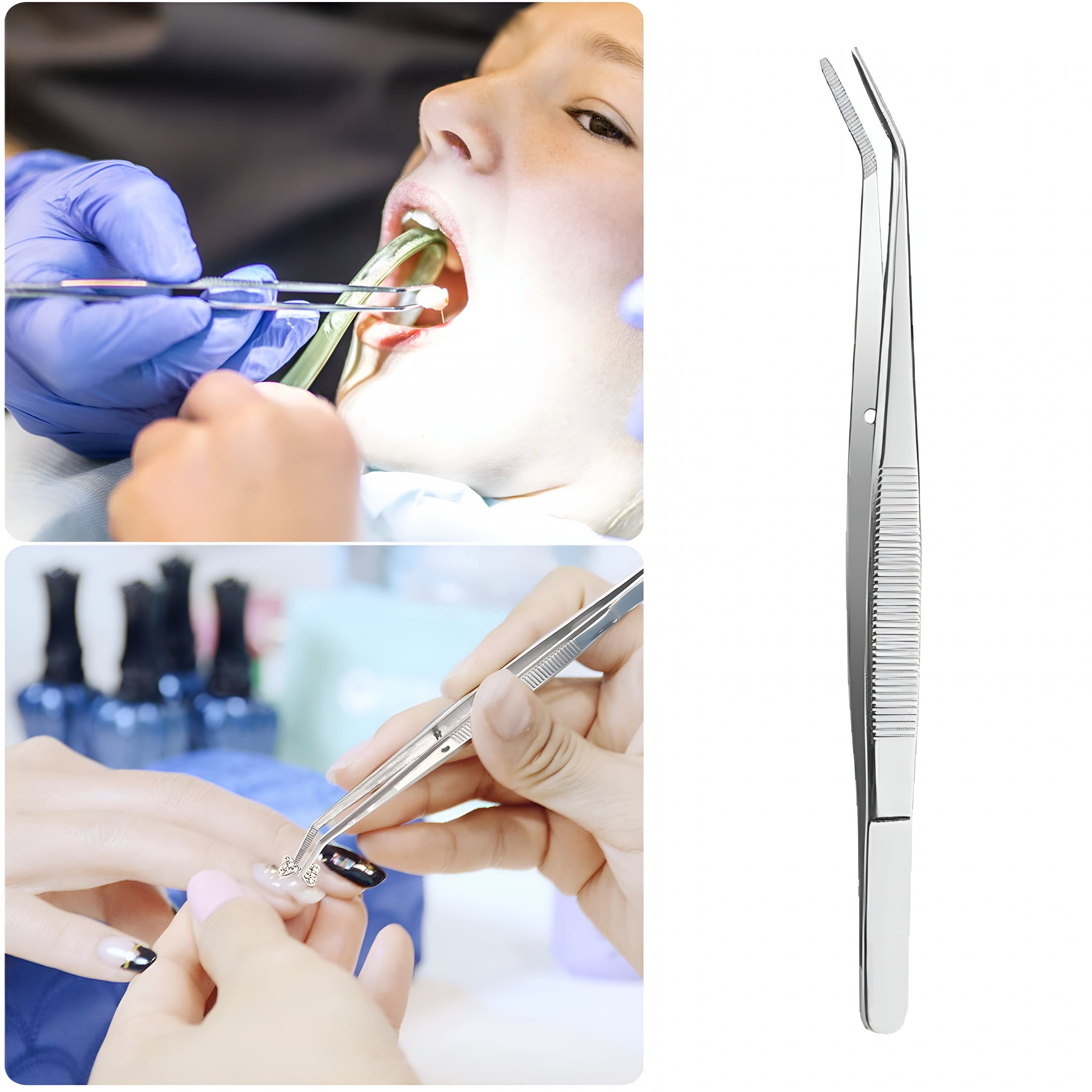ACDANC Stainless Steel Tweezers With Curved Serrated Tip Multipurpose ...
