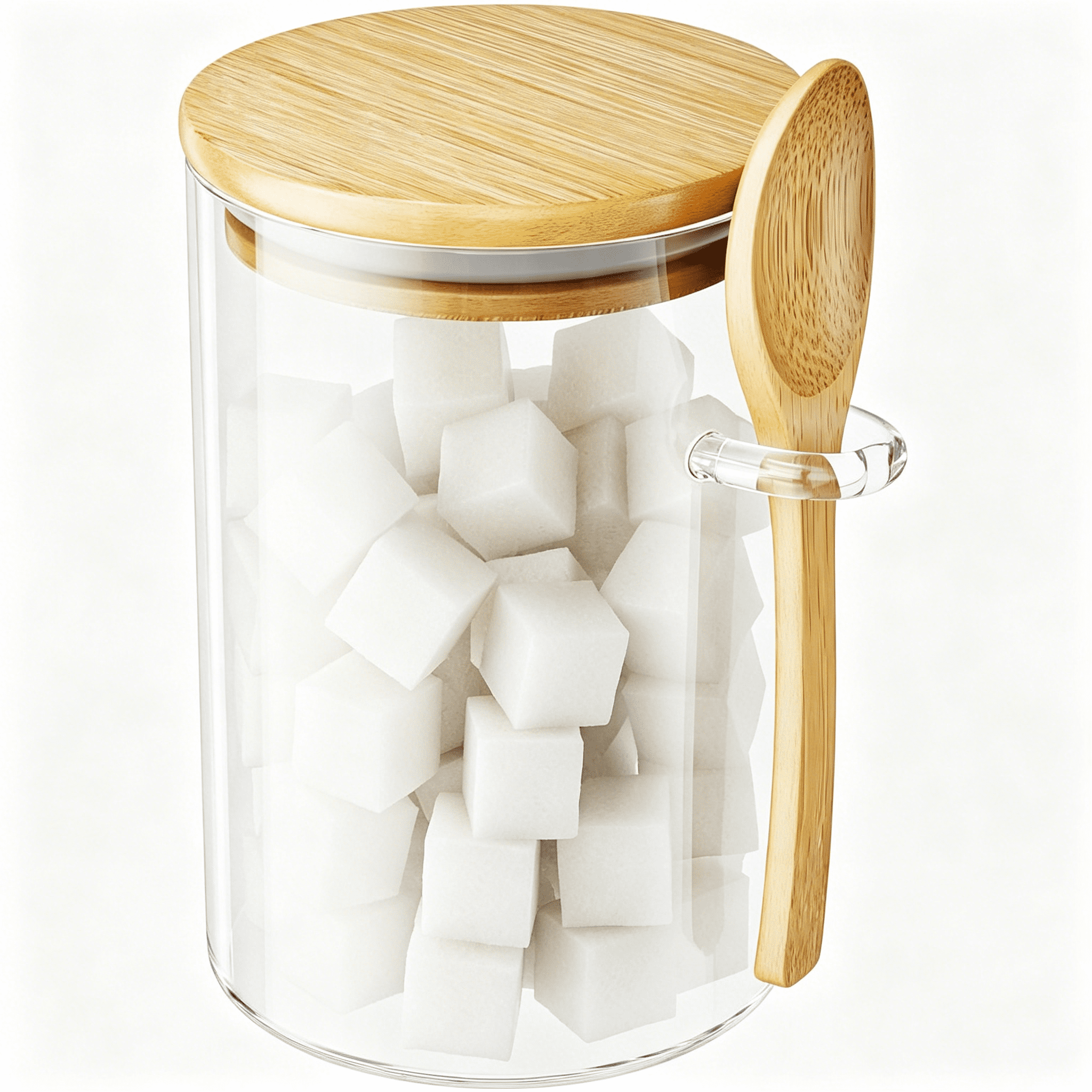 ACDANC Sugar Jar Glass Salt Container,15 Ounces Clear Airtight Caning ...