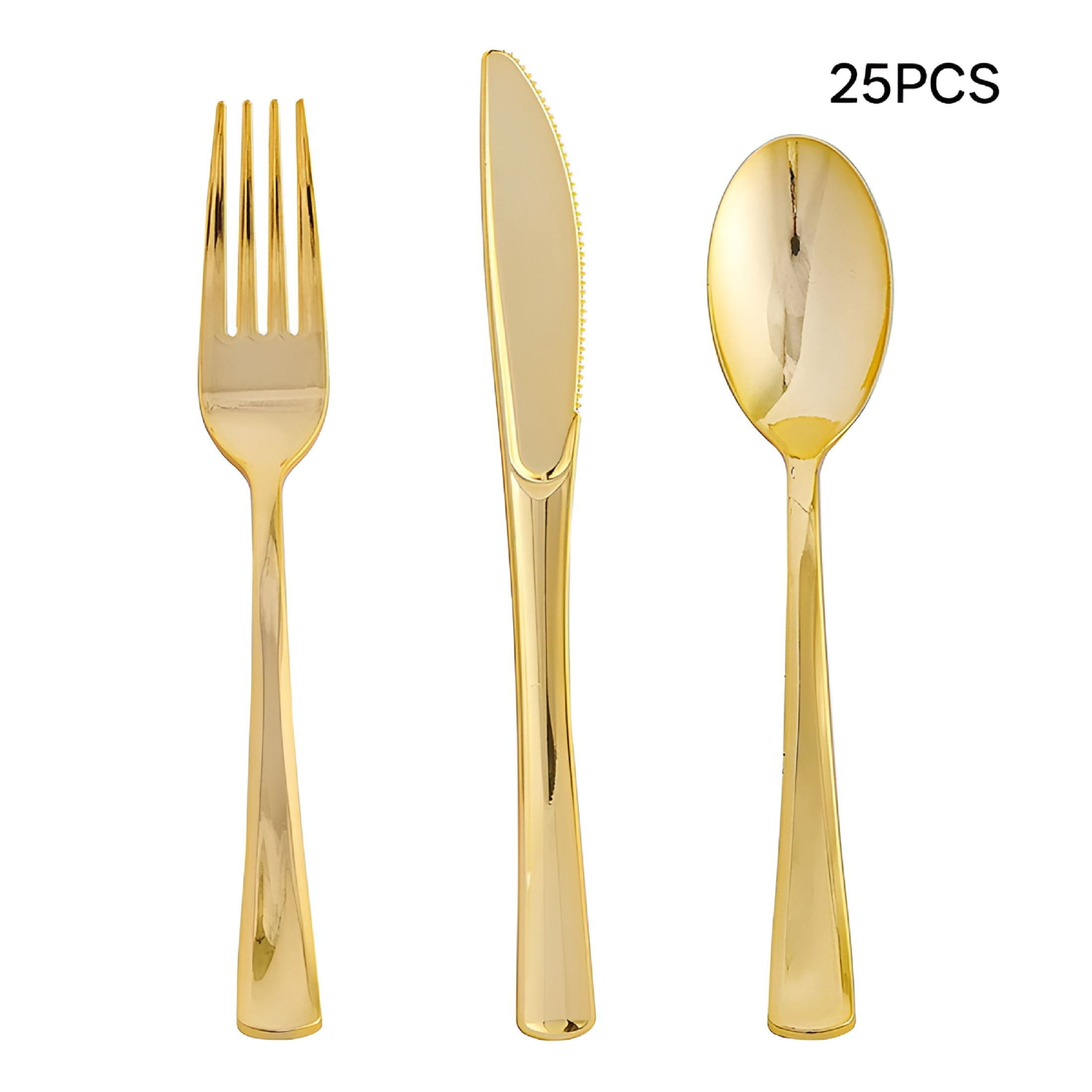 ACDANC Tableware Disposable Gold Color Plastic Tableware Cutlery Spoon ...