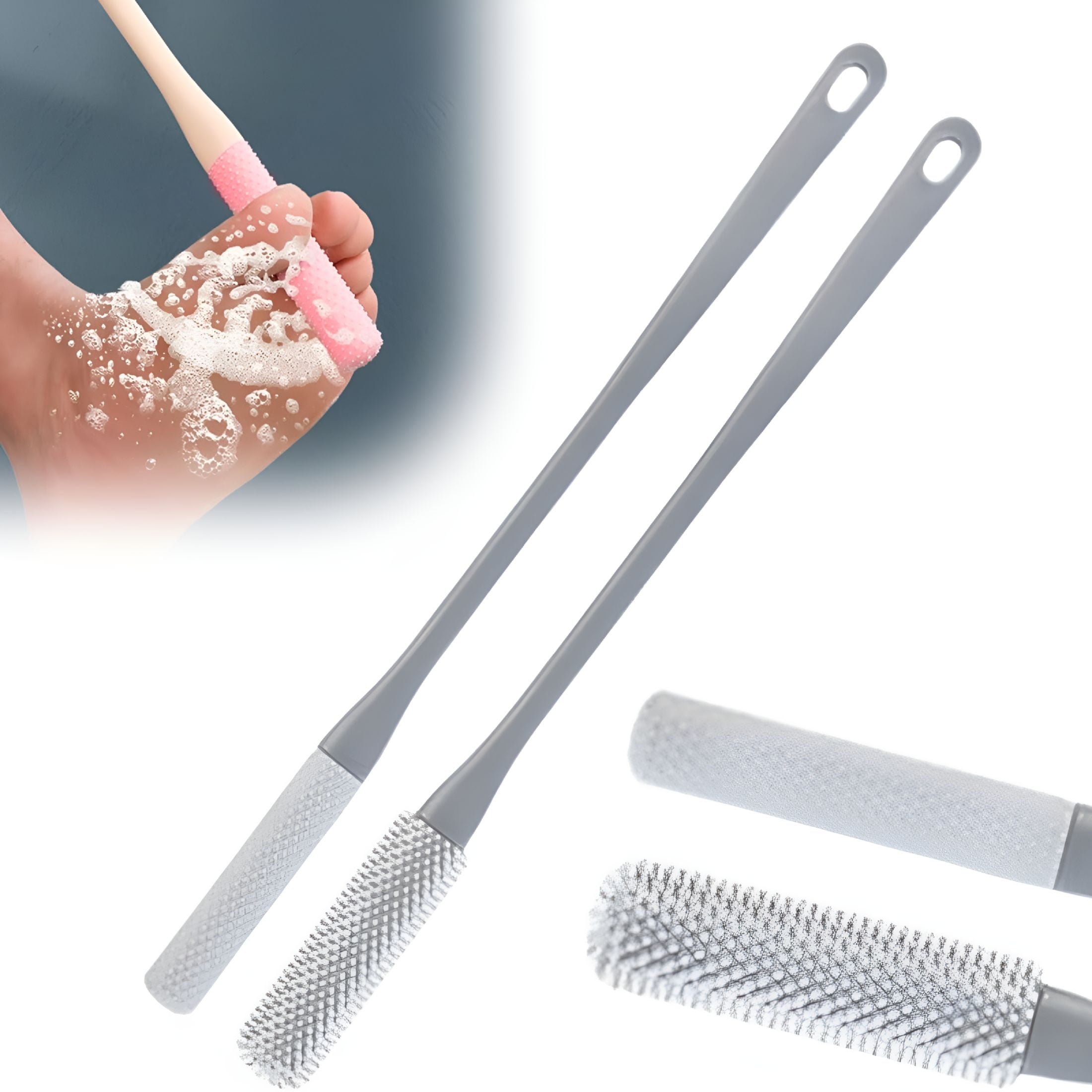 ACDANC Toe Gap Cleaning Brush,Long Handled Silicone Toe Cleaner Toes ...