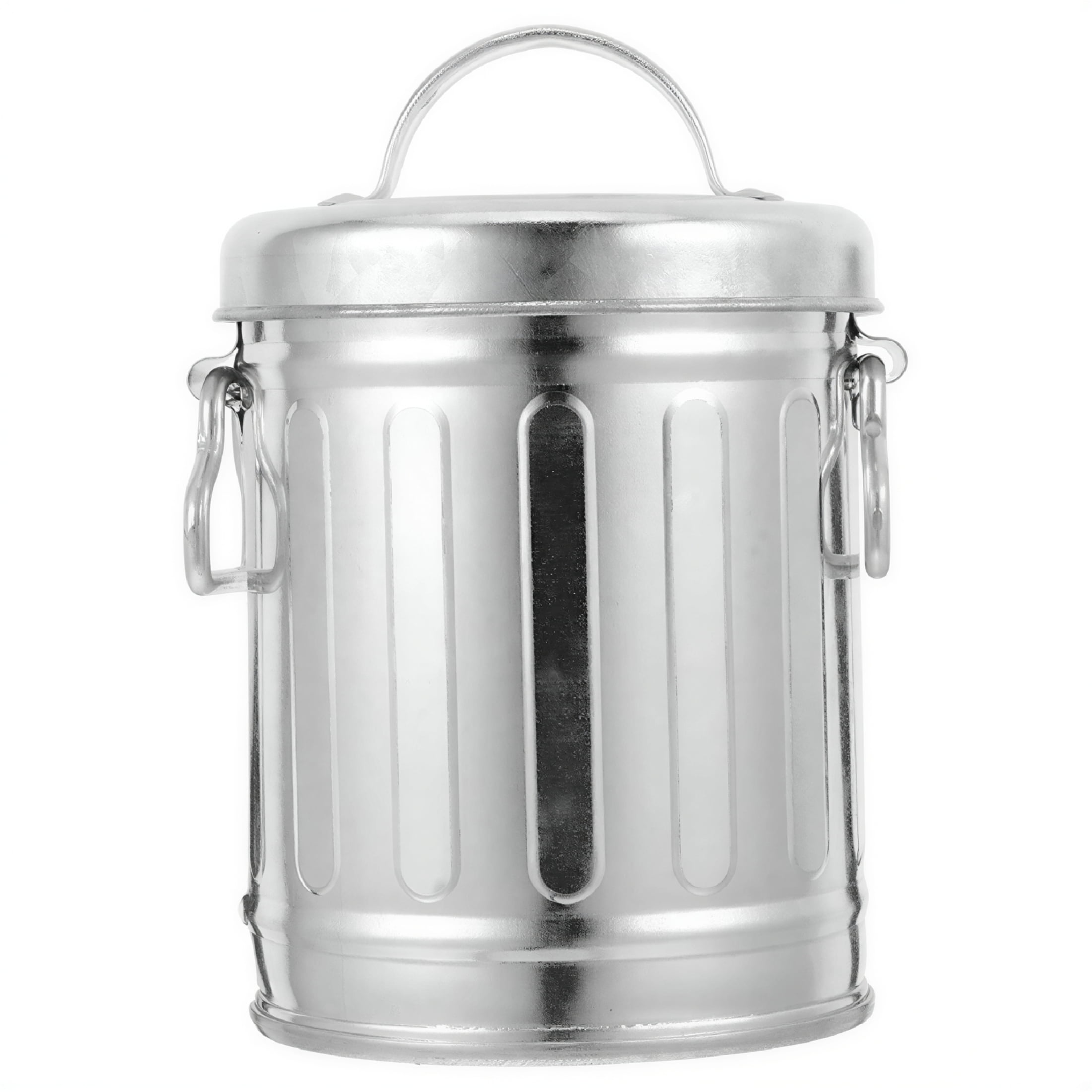 ACDANC Vintage Galvanized Iron Ash Bucket with Lid for Home Silver ...